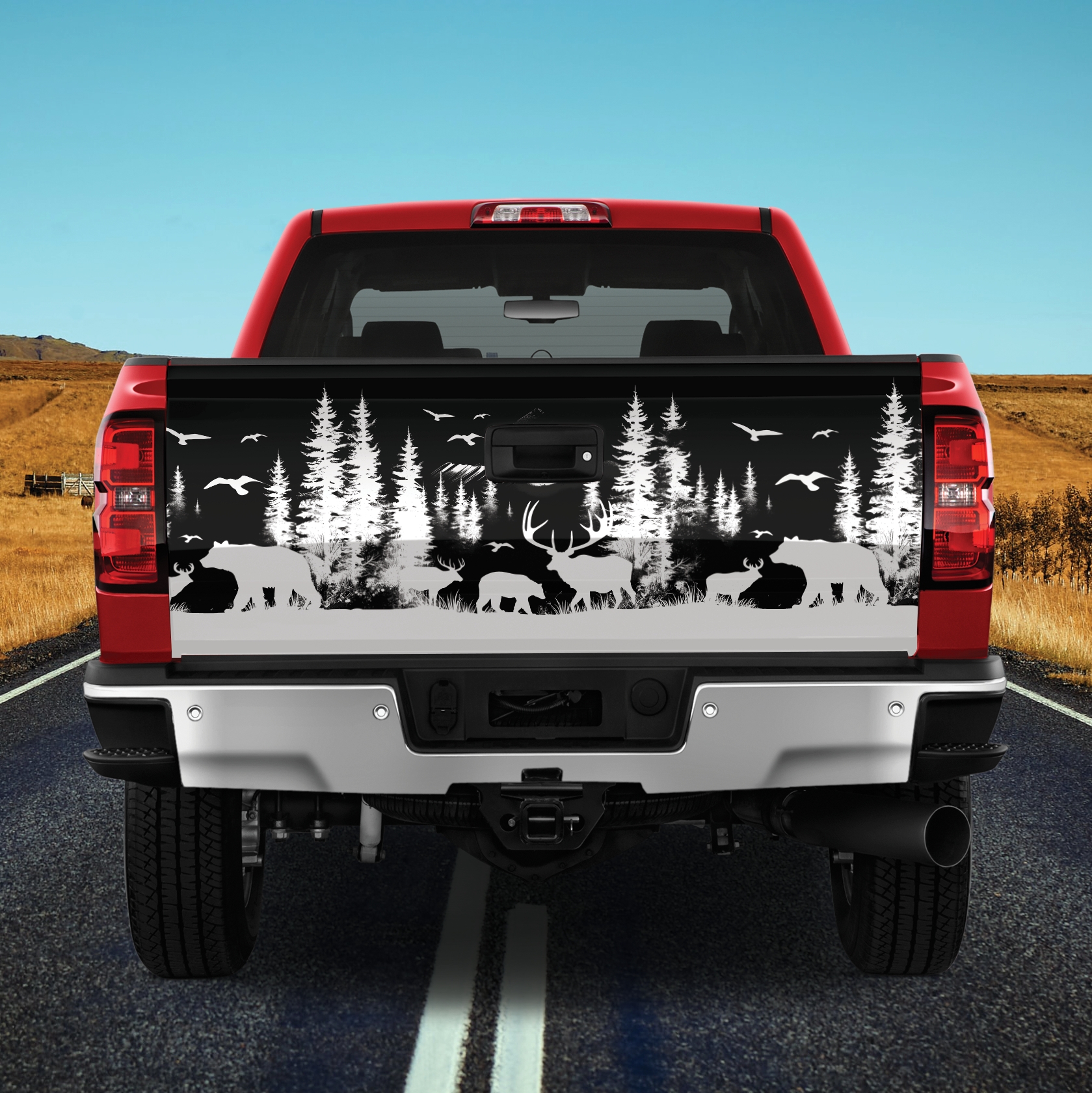 Lotusprinthandmade Forest Deer Bear Tailgate Wrap 2 Sizes (24"x58 ...