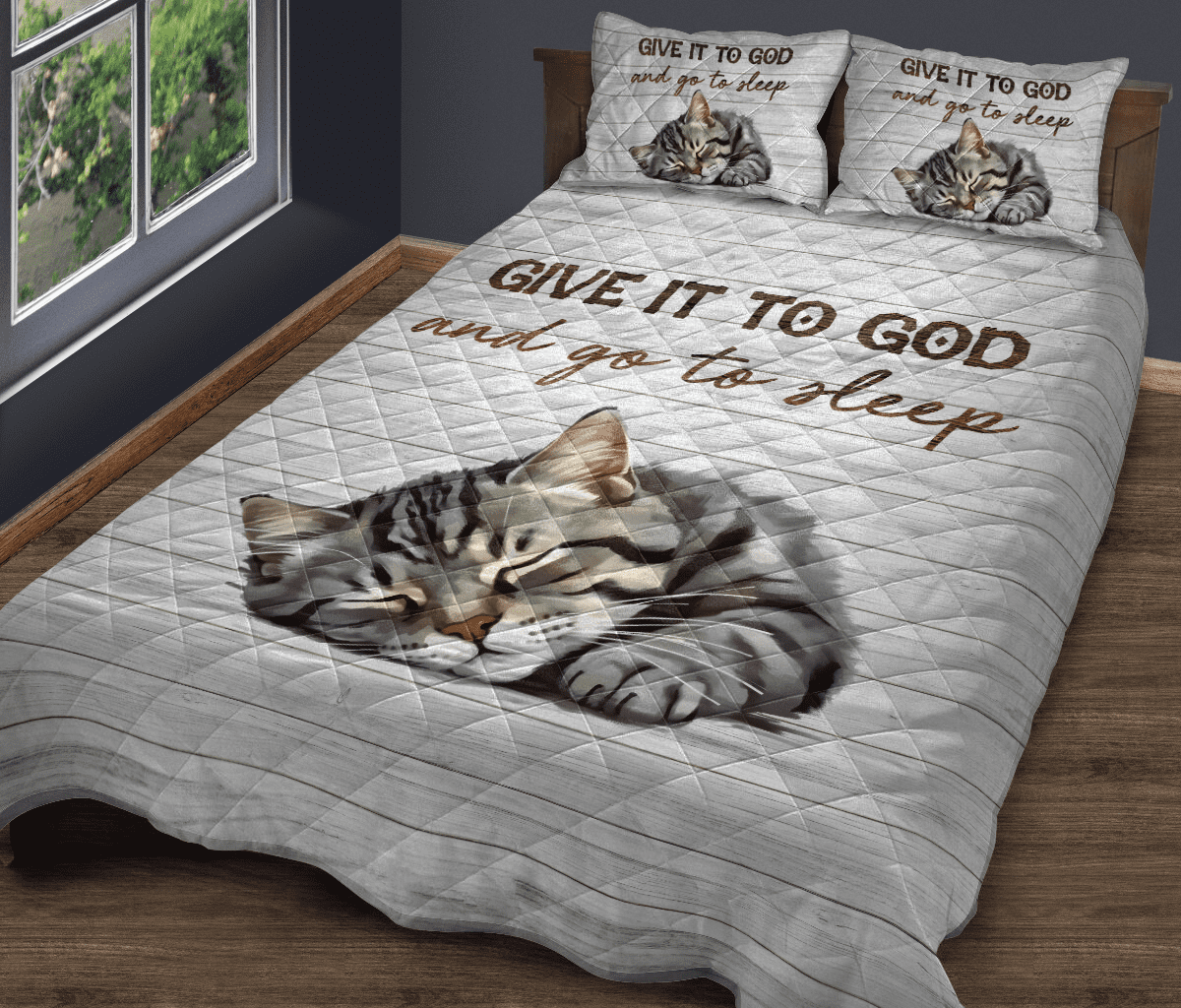 Lotusprinthandmade Funny Cat God Christian Quilt Bedding Set (Fold Hem ...