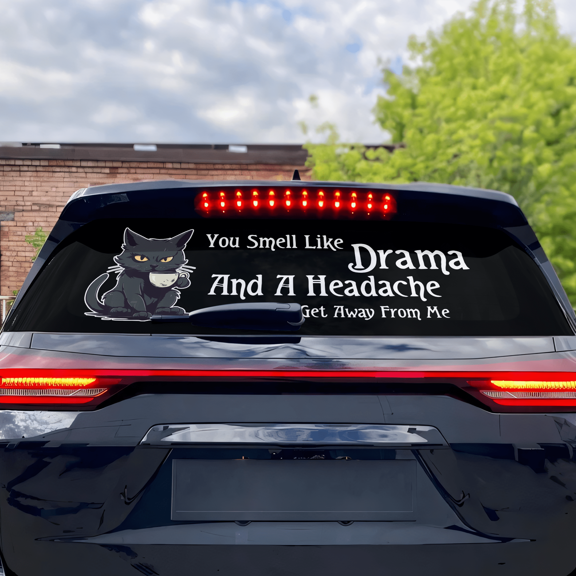 Lotusprinthandmade Funny Cat Rear Window Car Decal 3 Sizes (14x53 ...