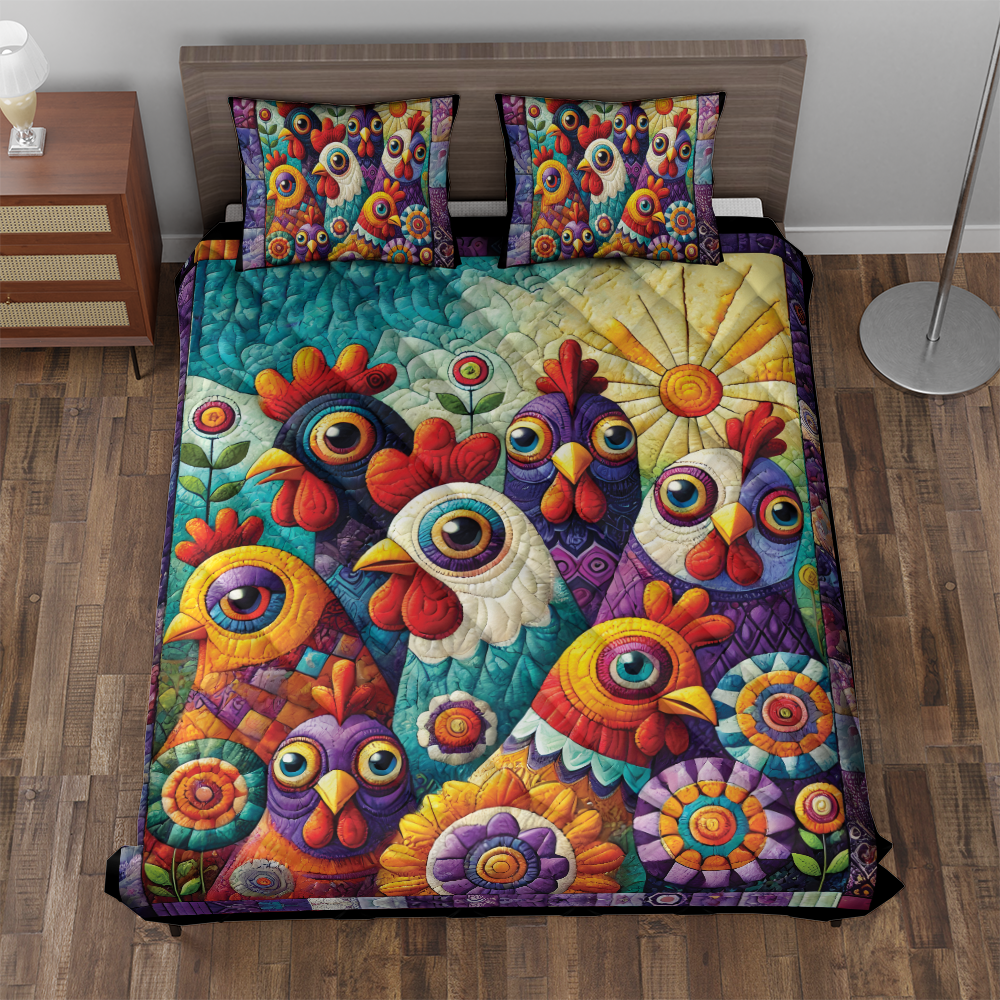 Lotusprinthandmade Funny Chicken Quilt Bedding Set (Fold Hem) 5 Sizes ...