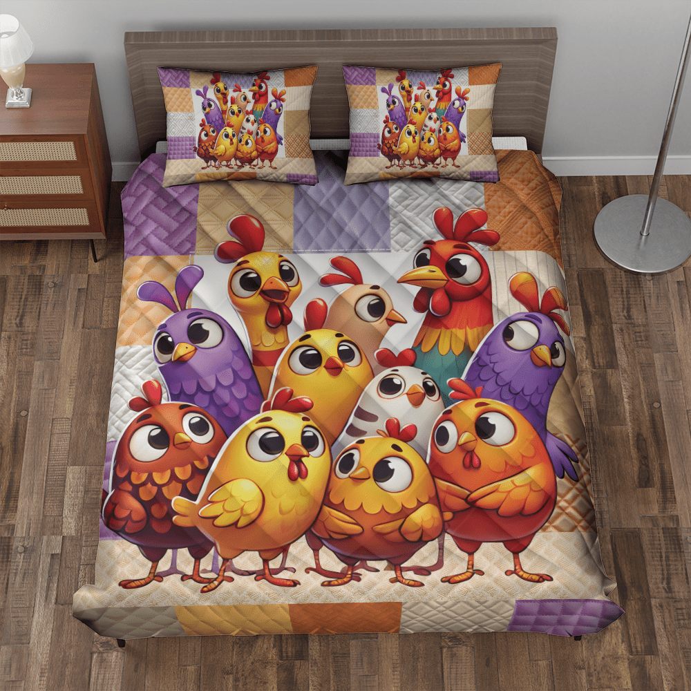 Lotusprinthandmade Funny Chicken Quilt Bedding Set (Fold Hem) 5 Sizes ...