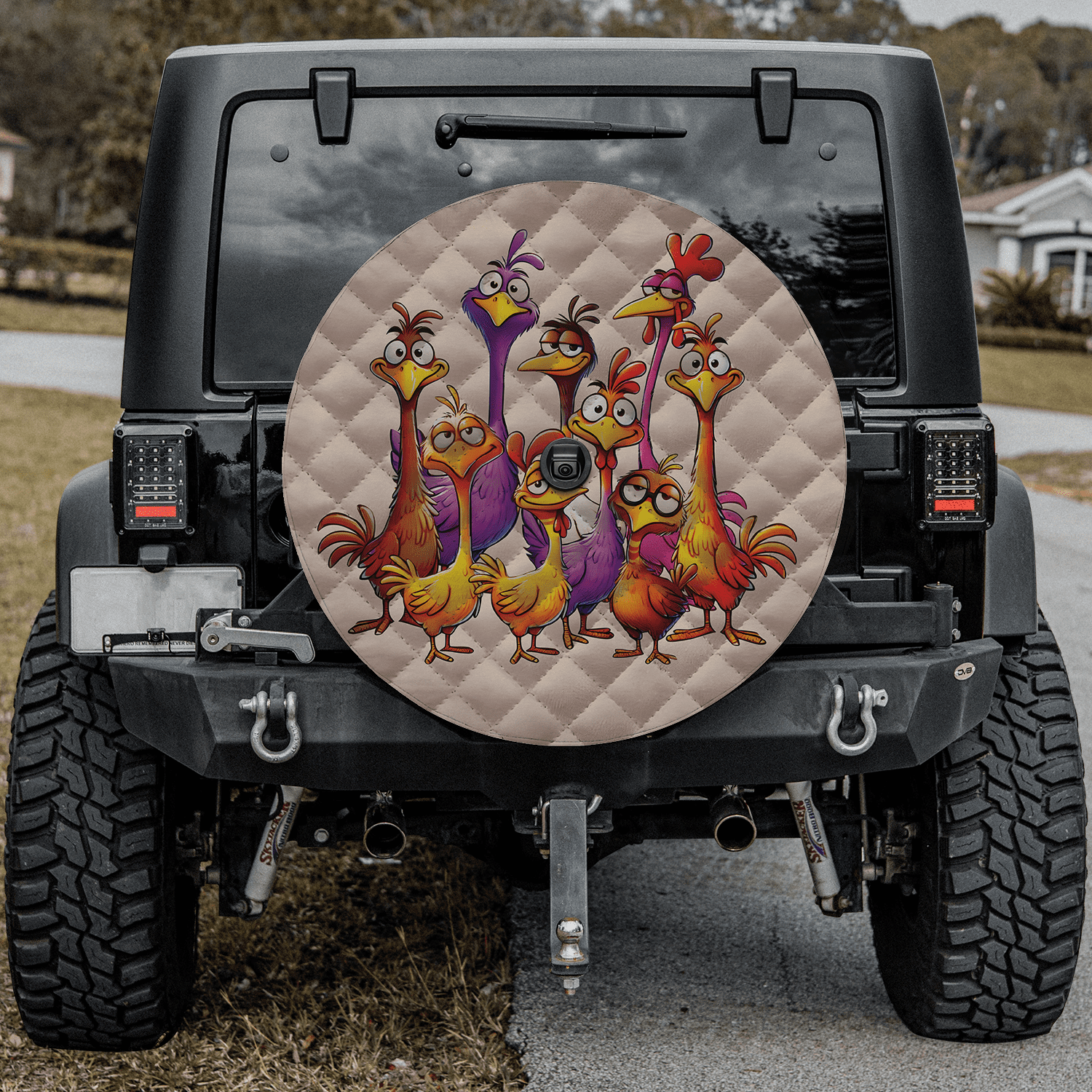 Lotusprinthandmade Funny Chicken Spare Tire Cover With Backup Camera ...