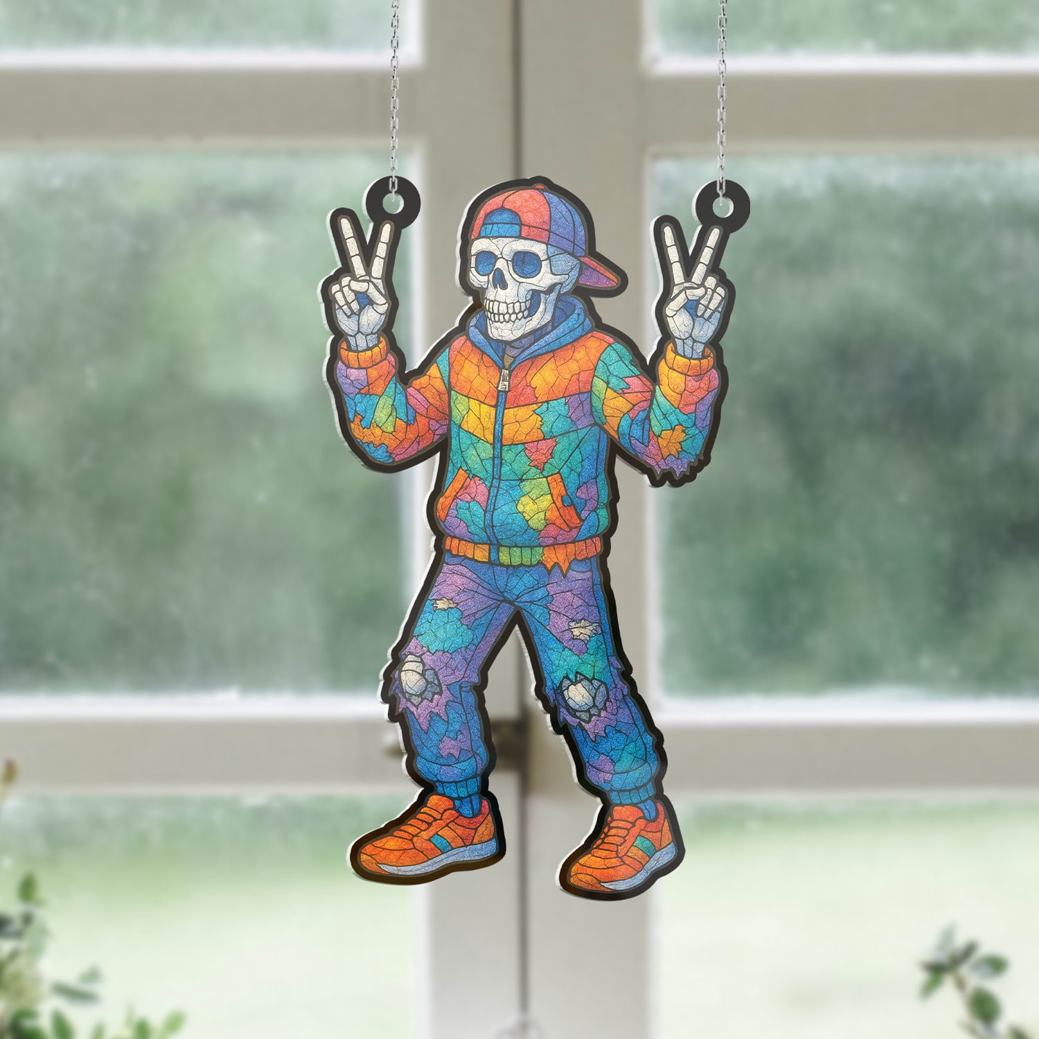 Lotusprinthandmade Funny Skeleton Skull Custom Shape Window Hanging ...