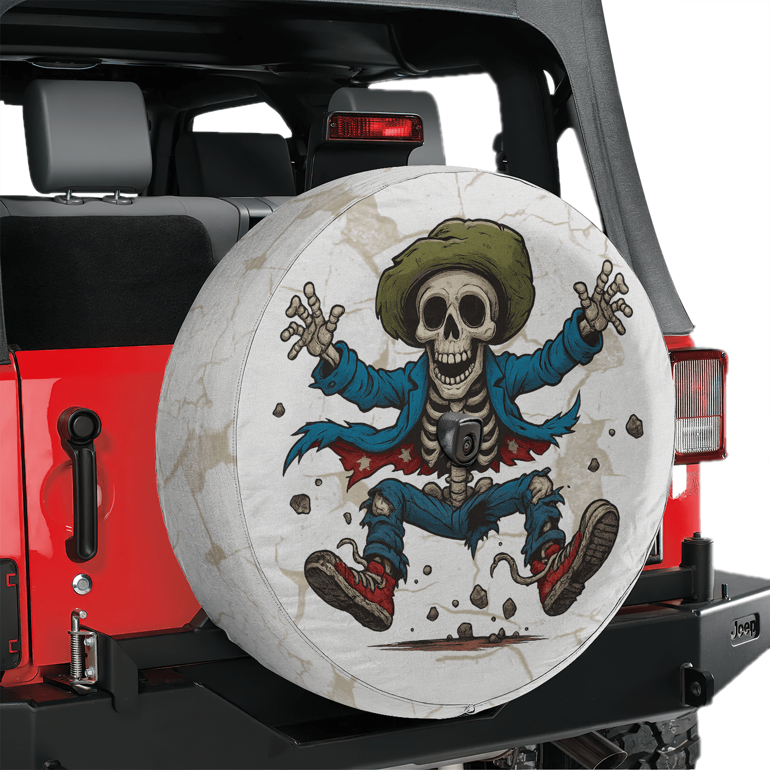 Lotusprinthandmade Funny Skull Skeleton Floral Spare Tire Cover With ...