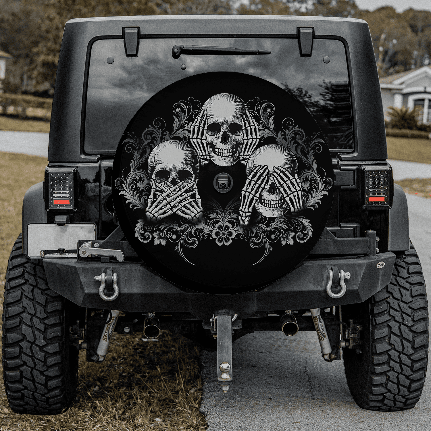 Lotusprinthandmade Funny Skulls Halloween Spare Tire Cover With Backup ...