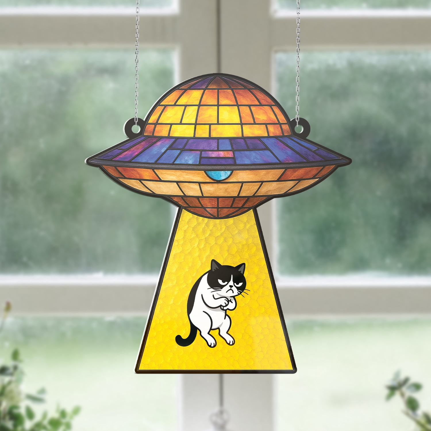 Lotusprinthandmade Funny UFO Cat Custom Shape Window Hanging Acrylic ...
