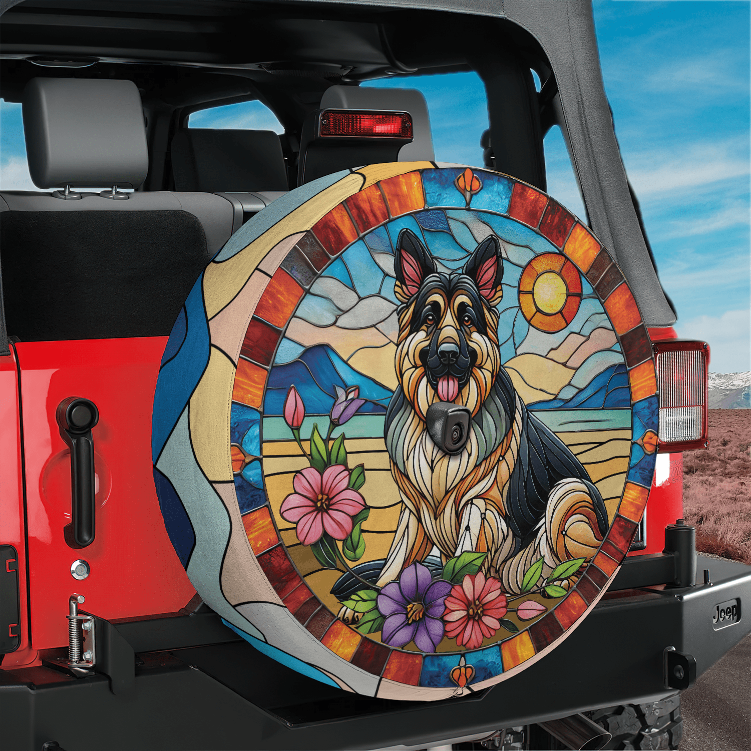 Lotusprinthandmade German Shepherd Dog Pattern Spare Tire Cover With ...