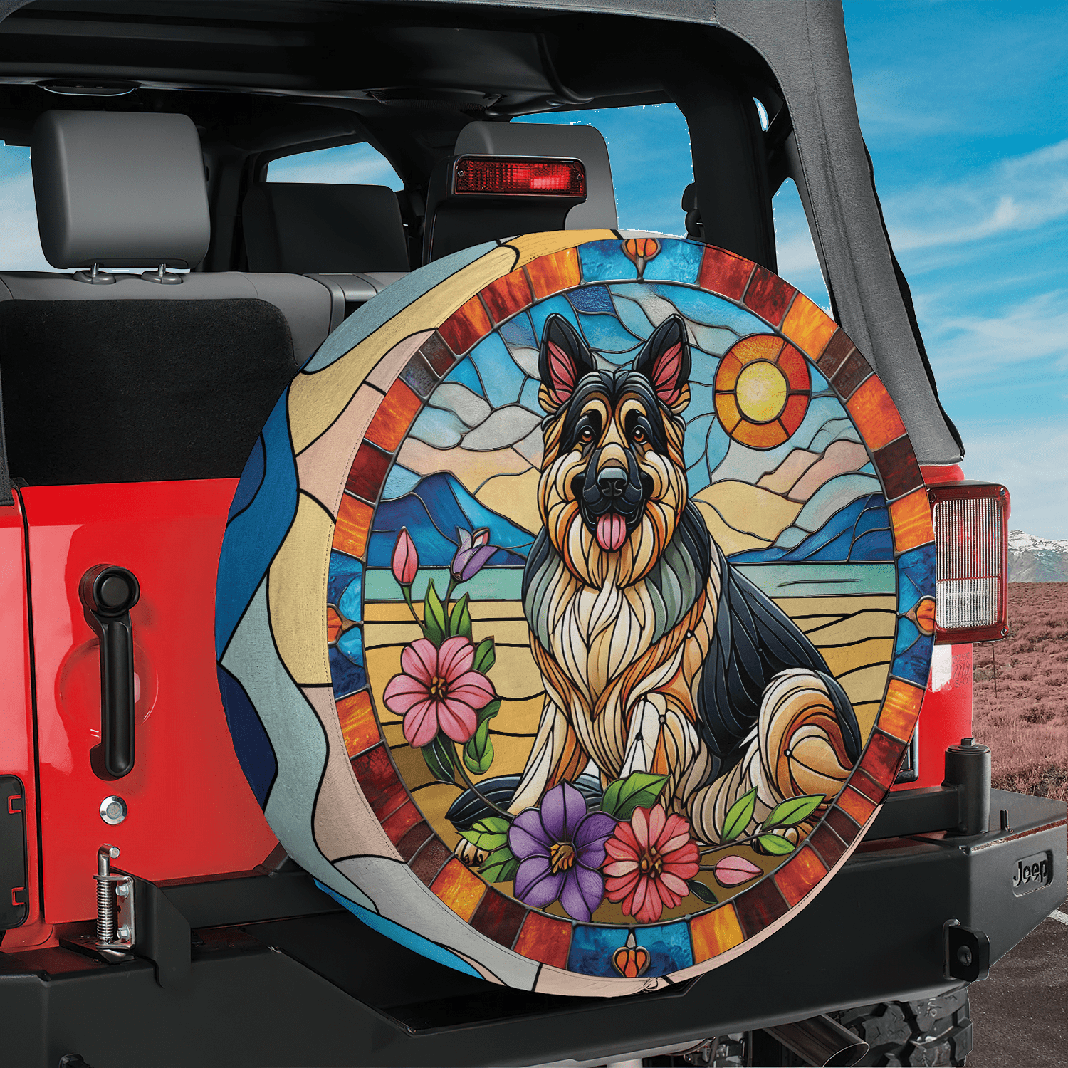 Lotusprinthandmade German Shepherd Dog Pattern Spare Tire Cover Without Backup Camera Hole 6 ...