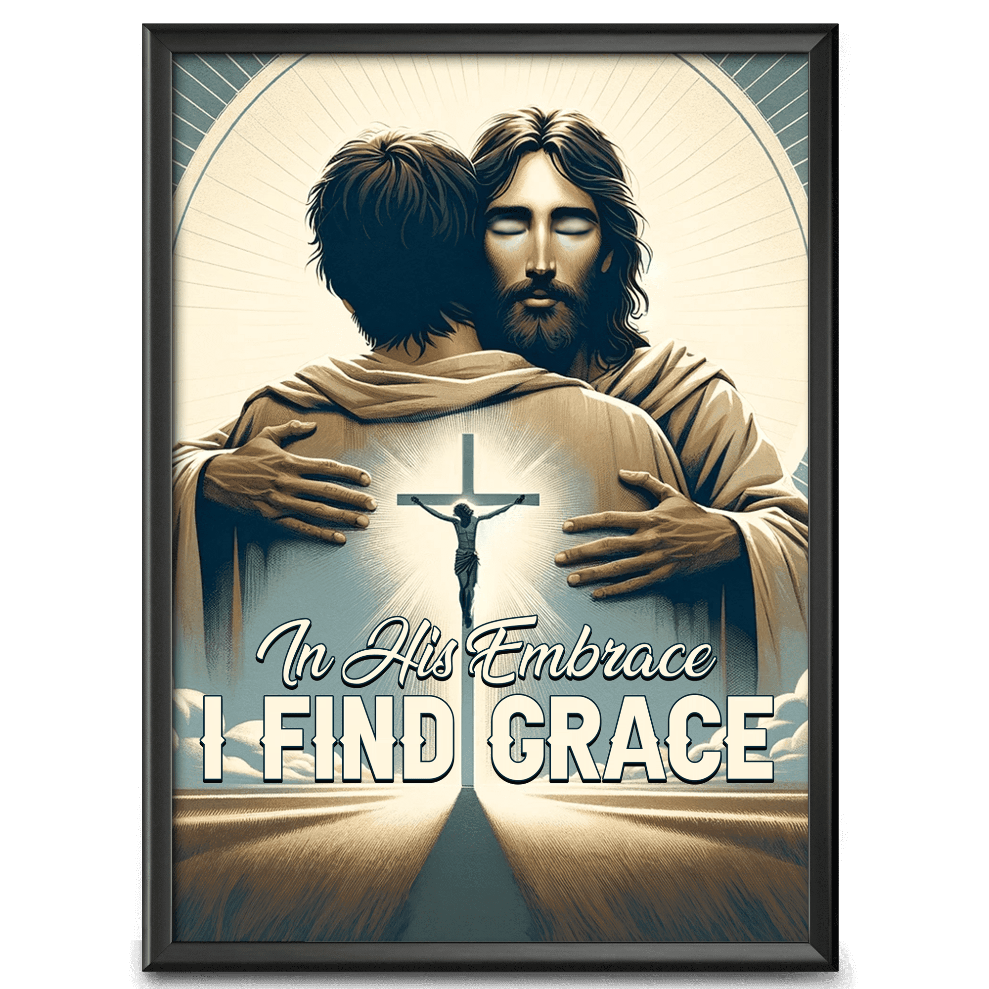 Lotusprinthandmade God In His Embrace I Find Grace Jesus Canvas 1.5in ...