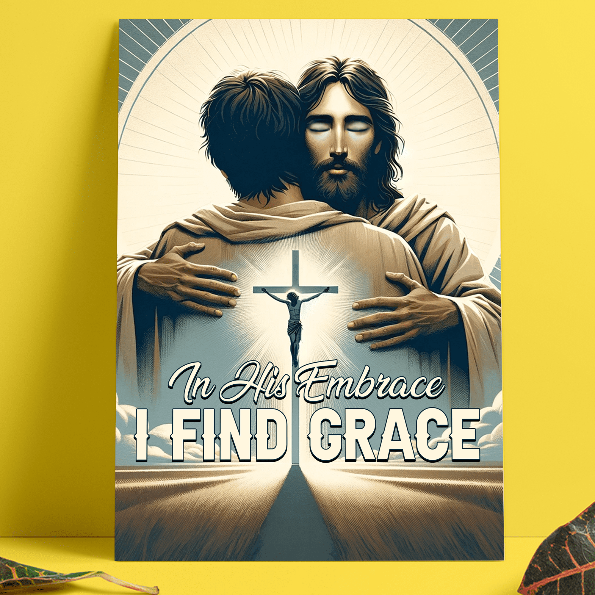 Lotusprinthandmade God In His Embrace I Find Grace Jesus Poster 24" x ...