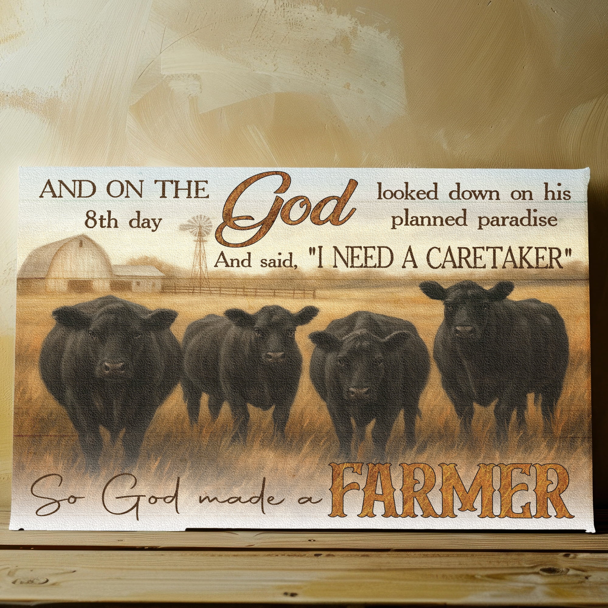 Lotusprinthandmade God Quote Black Angus Cow Lovers Canvas 1.5in 18" x ...
