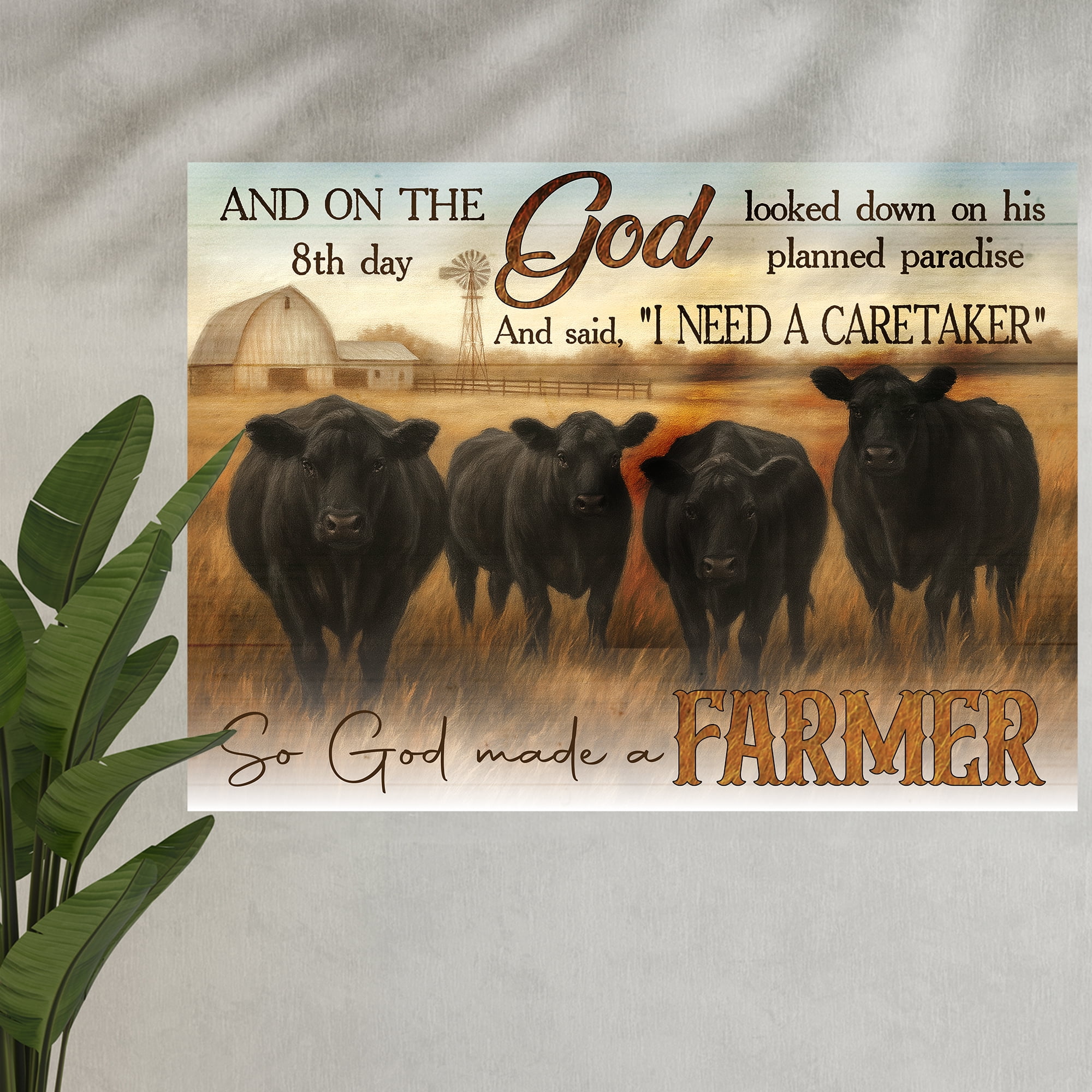 Lotusprinthandmade God Quote Black Angus Cow Lovers Poster 24" x 24 ...