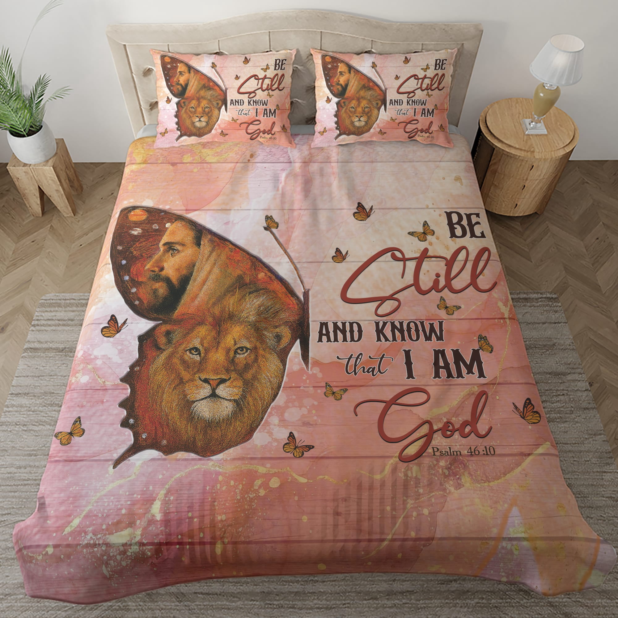 Lotusprinthandmade God Quote Jesus and Lion Bedding Set (Made in ...