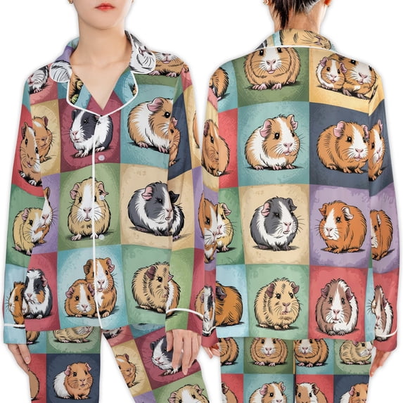 Lotusprinthandmade Guinea Pig All-over Print Satin Pajamas Set (No ...