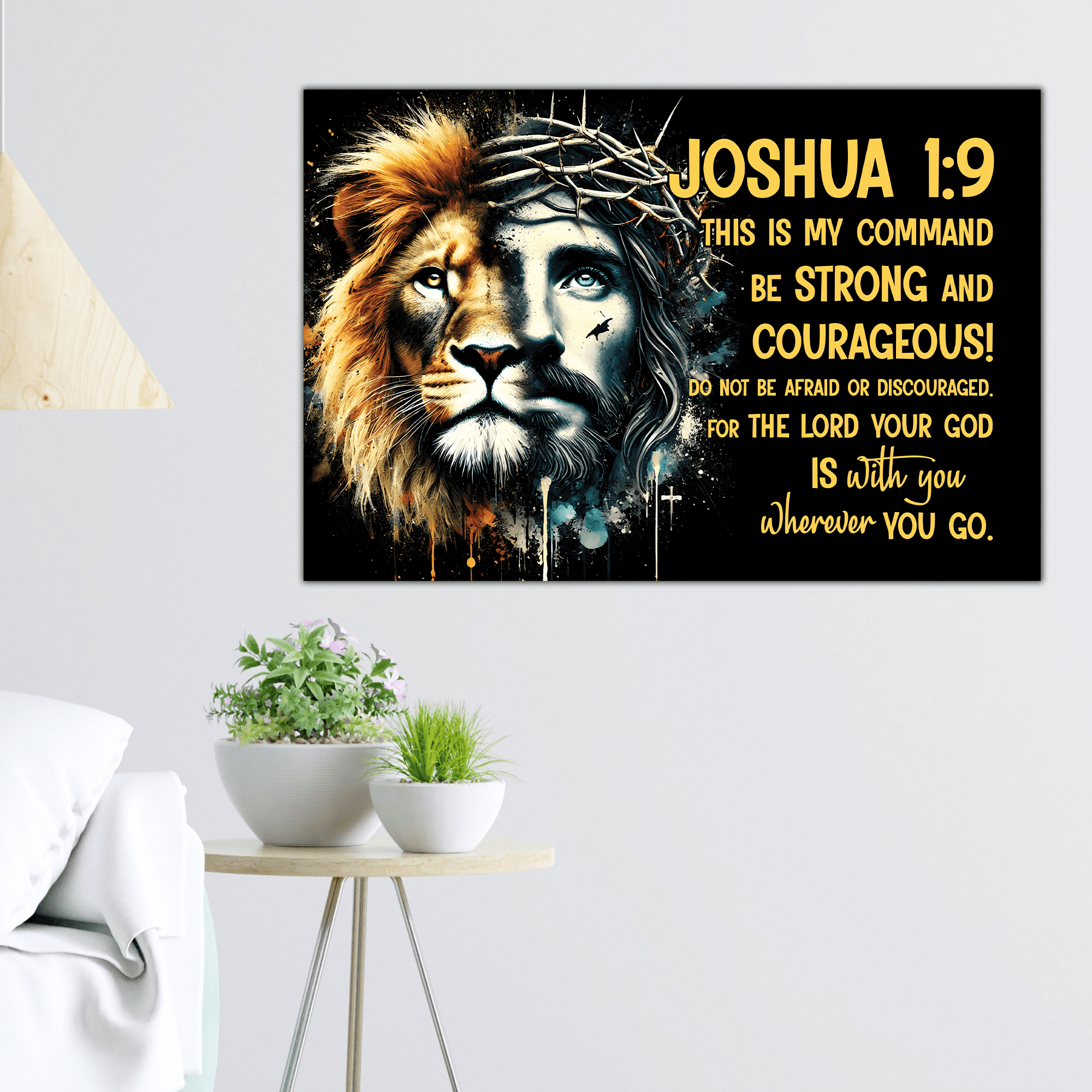 Lotusprinthandmade Half Jesus Half Lion Be Strong Courageous Poster 24 ...