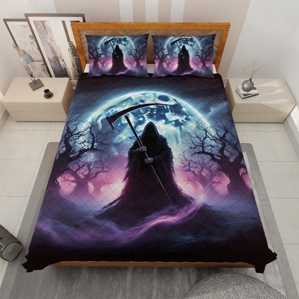 Lotusprinthandmade Halloween Skull Skeleton Quilt Bedding Set, White ...