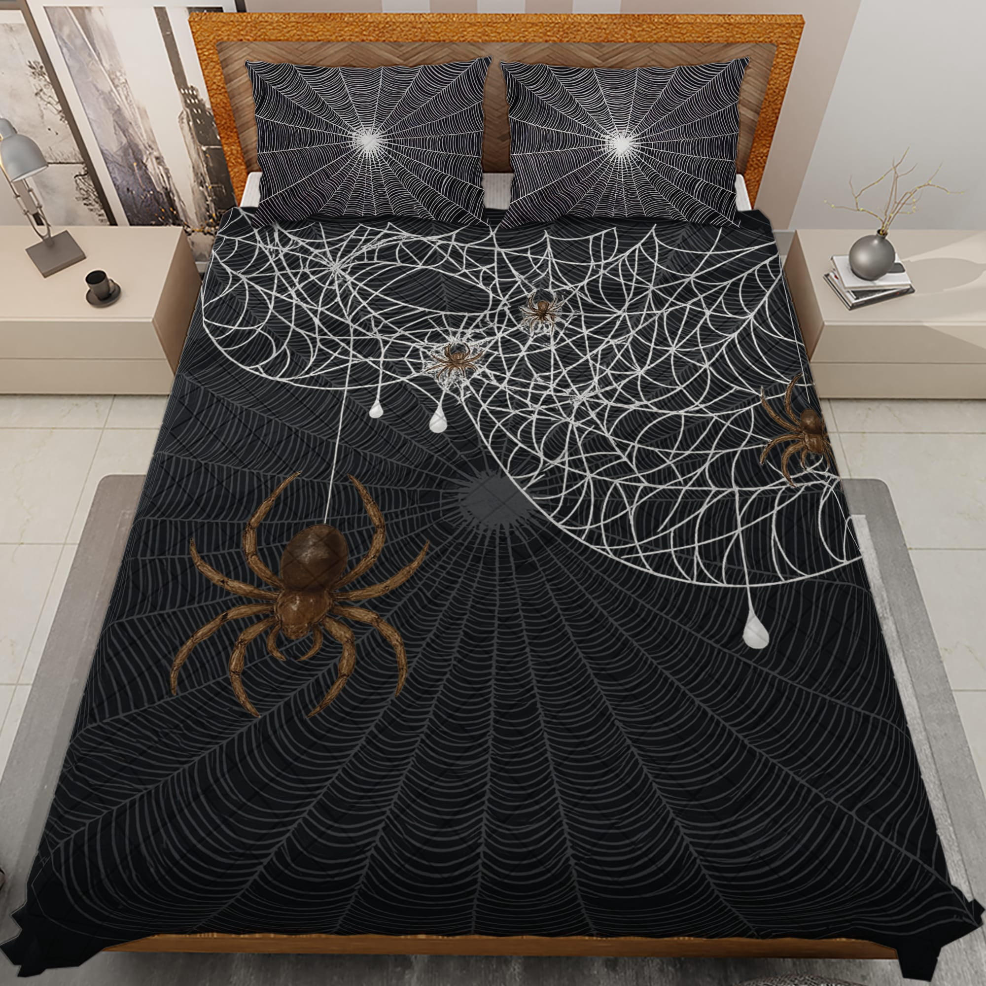 Lotusprinthandmade Halloween Spider Quilt Bedding Set (Fold Hem) 5 ...