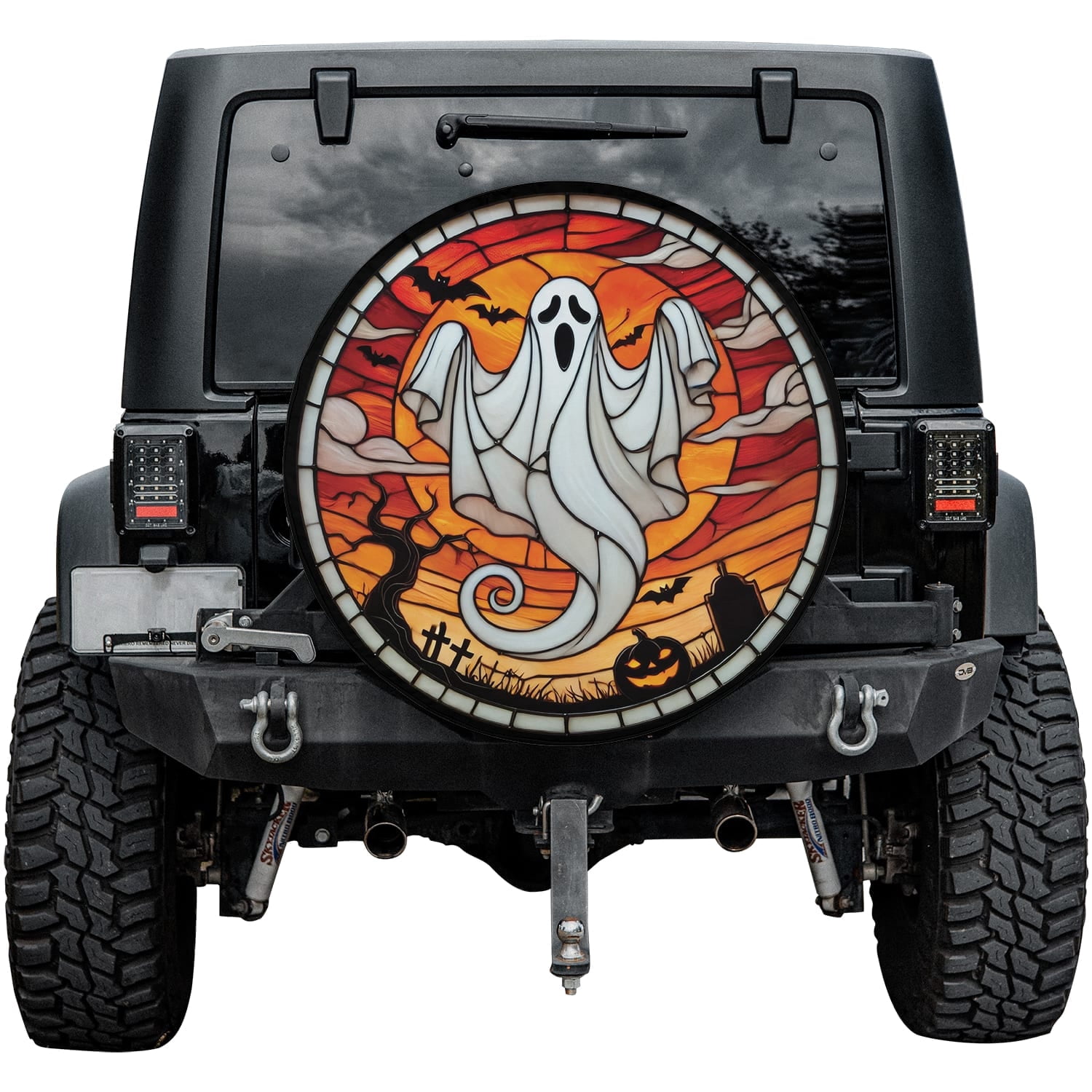 Lotusprinthandmade Halloween White Ghost Spare Tire Cover Without ...