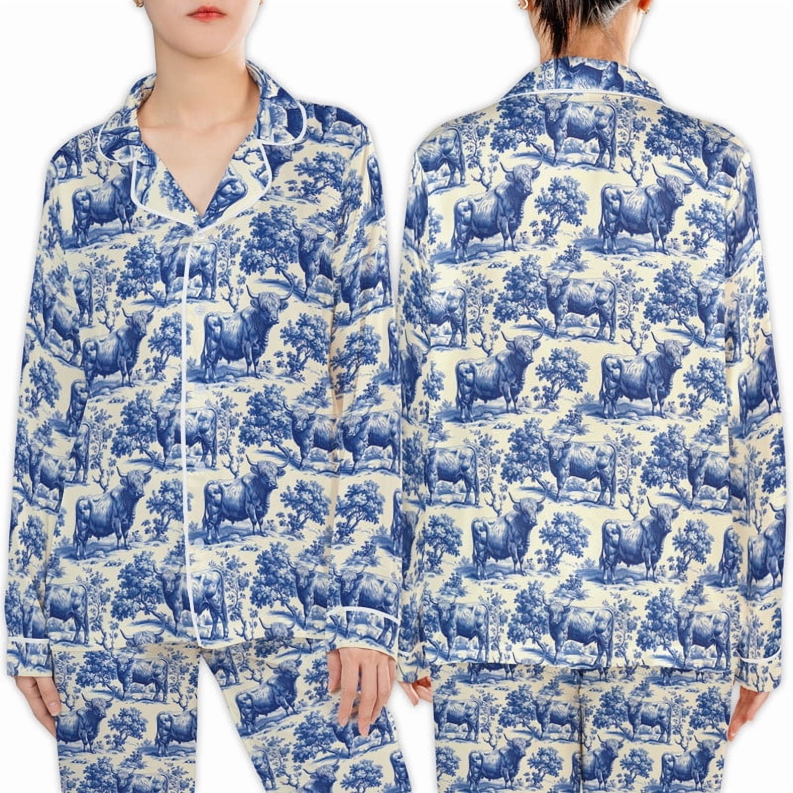 Lotusprinthandmade Highland Cow Graphic All-over Print Satin Pajamas ...