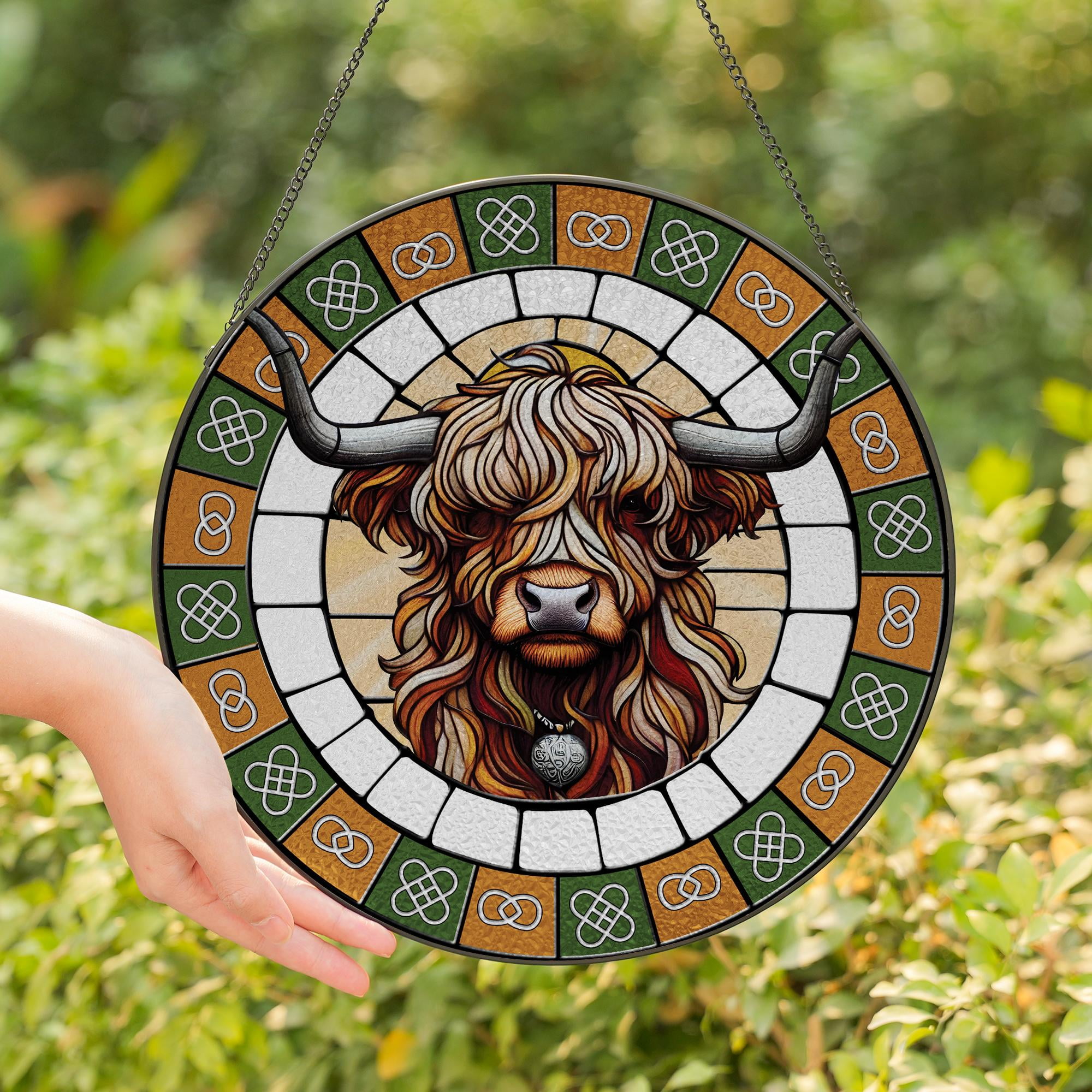 Lotusprinthandmade Highland Cow Stained Glass Suncatcher for Window ...