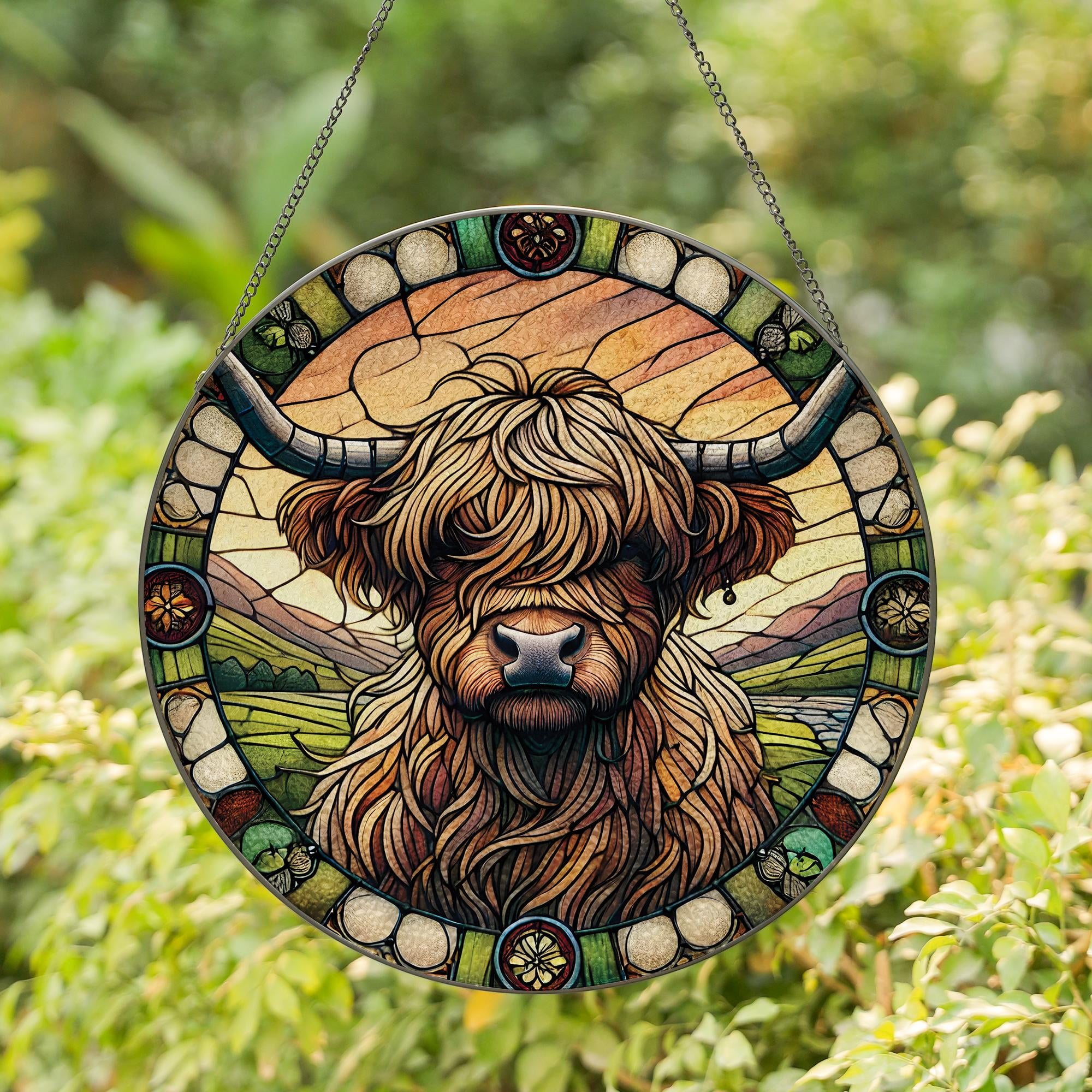 Lotusprinthandmade Highland Cow Stained Glass Suncatcher for Window ...