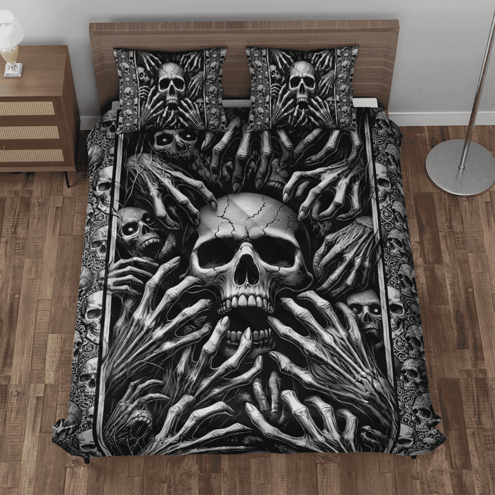 Lotusprinthandmade Horror Skull Quilt Bedding Set, Fold Hem, 80x90 ...