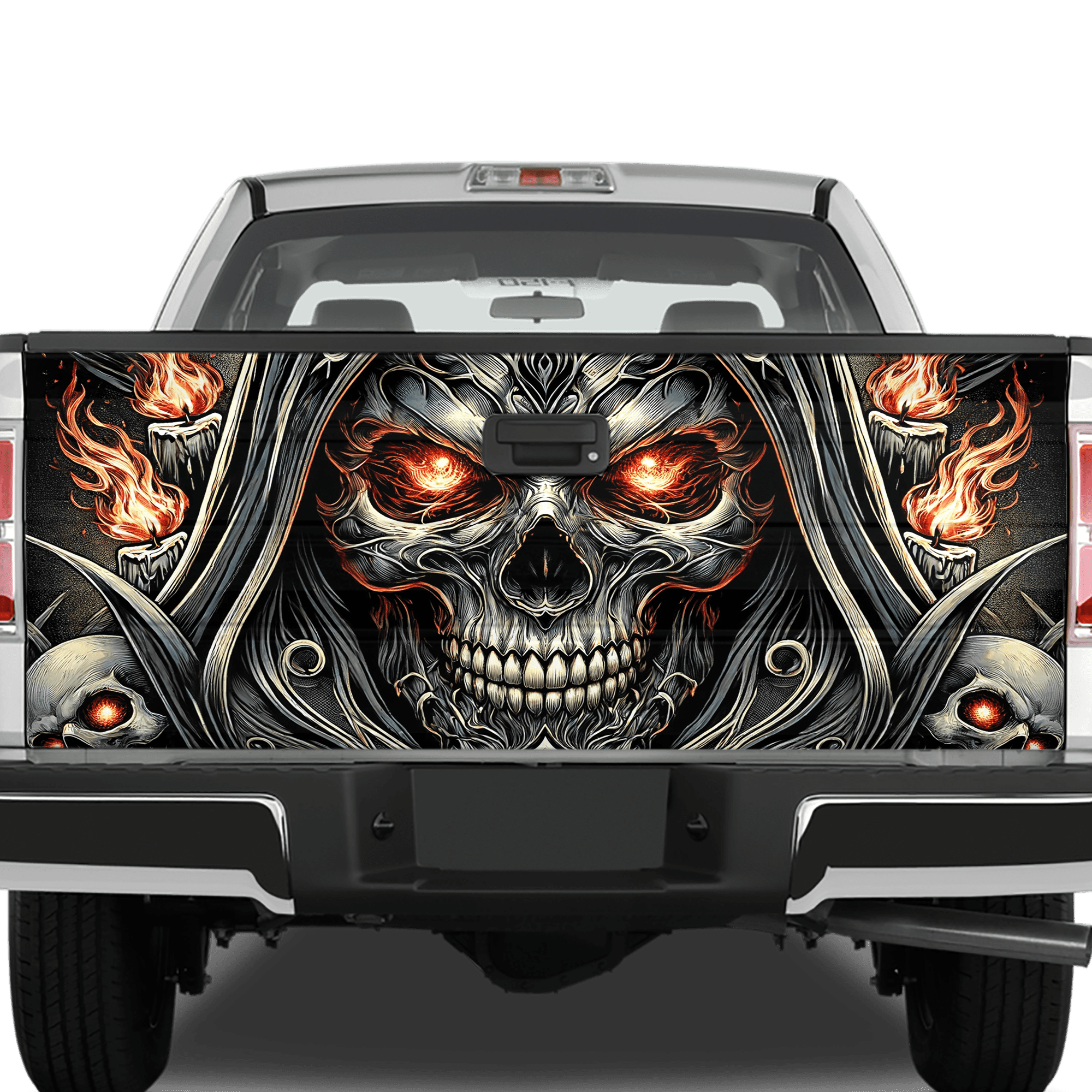 Lotusprinthandmade Horror Skull Skeleton Tailgate Wrap 2 Sizes 26"x66 ...