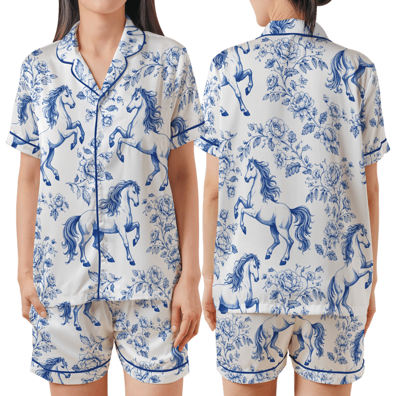 Lotusprinthandmade Horse Toile De Jouy All-over Print Matching Pajamas ...