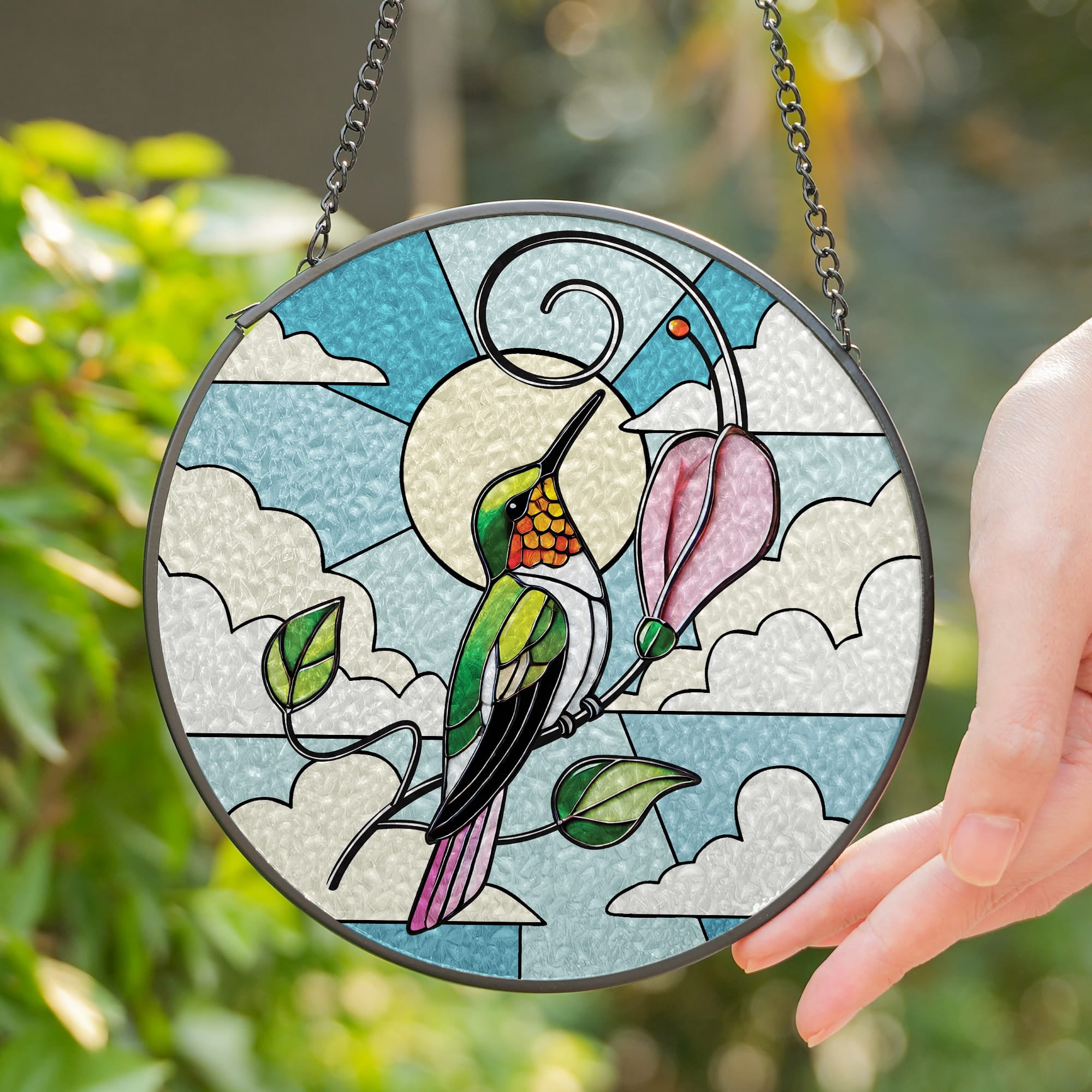 Lotusprinthandmade Hummingbird Stained Glass Suncatcher for Window ...