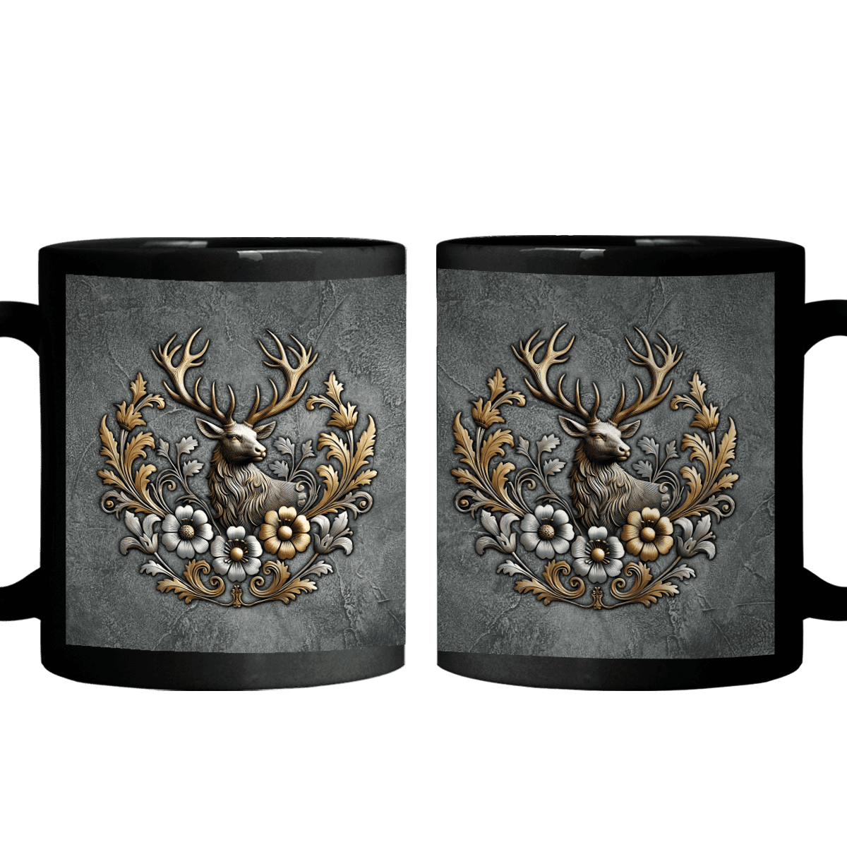 Lotusprinthandmade Hunting Deer Animal Black Ceramic Mug (11oz) (Made ...