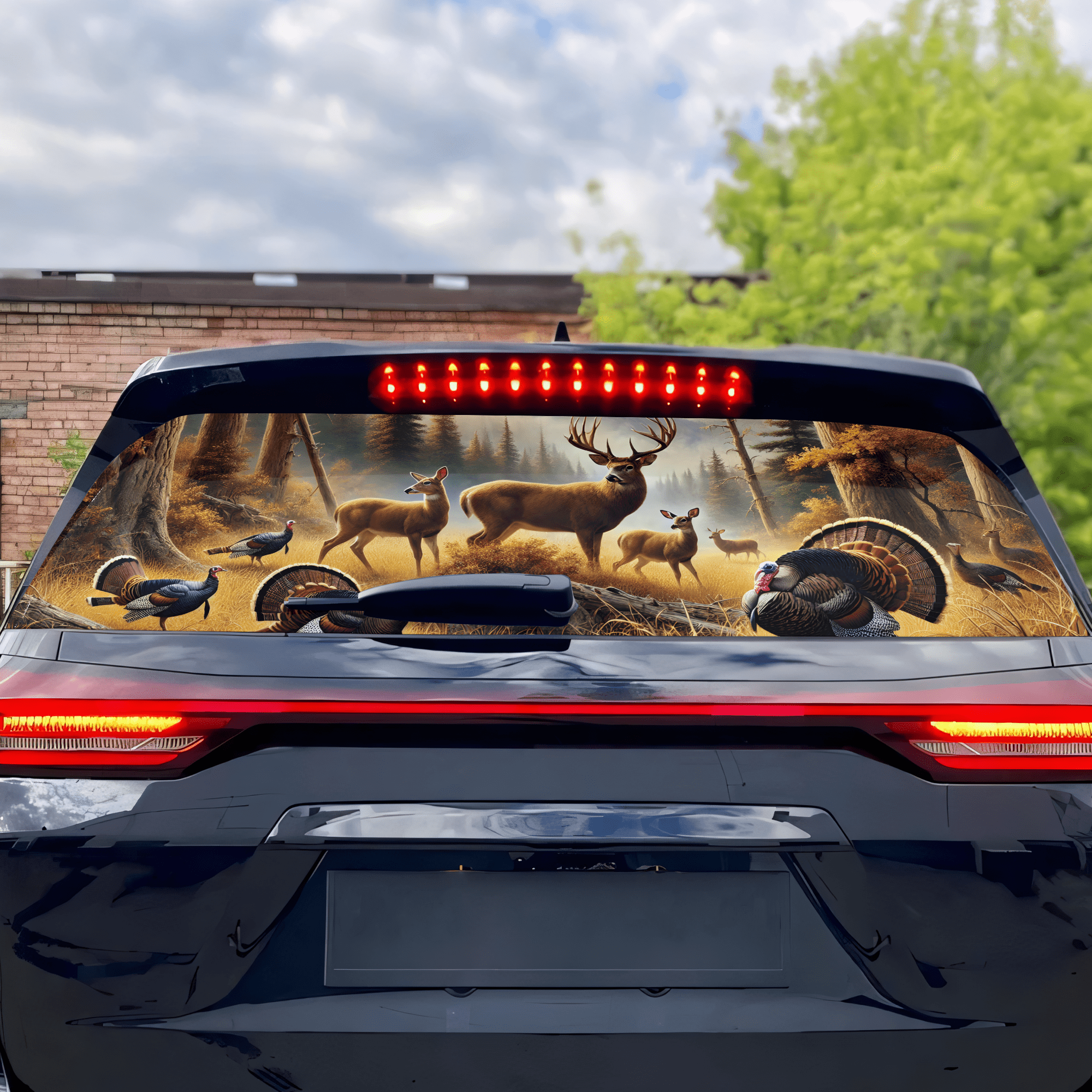 Lotusprinthandmade Hunting Deer Turkey Forest Graphic Rear Window Car ...