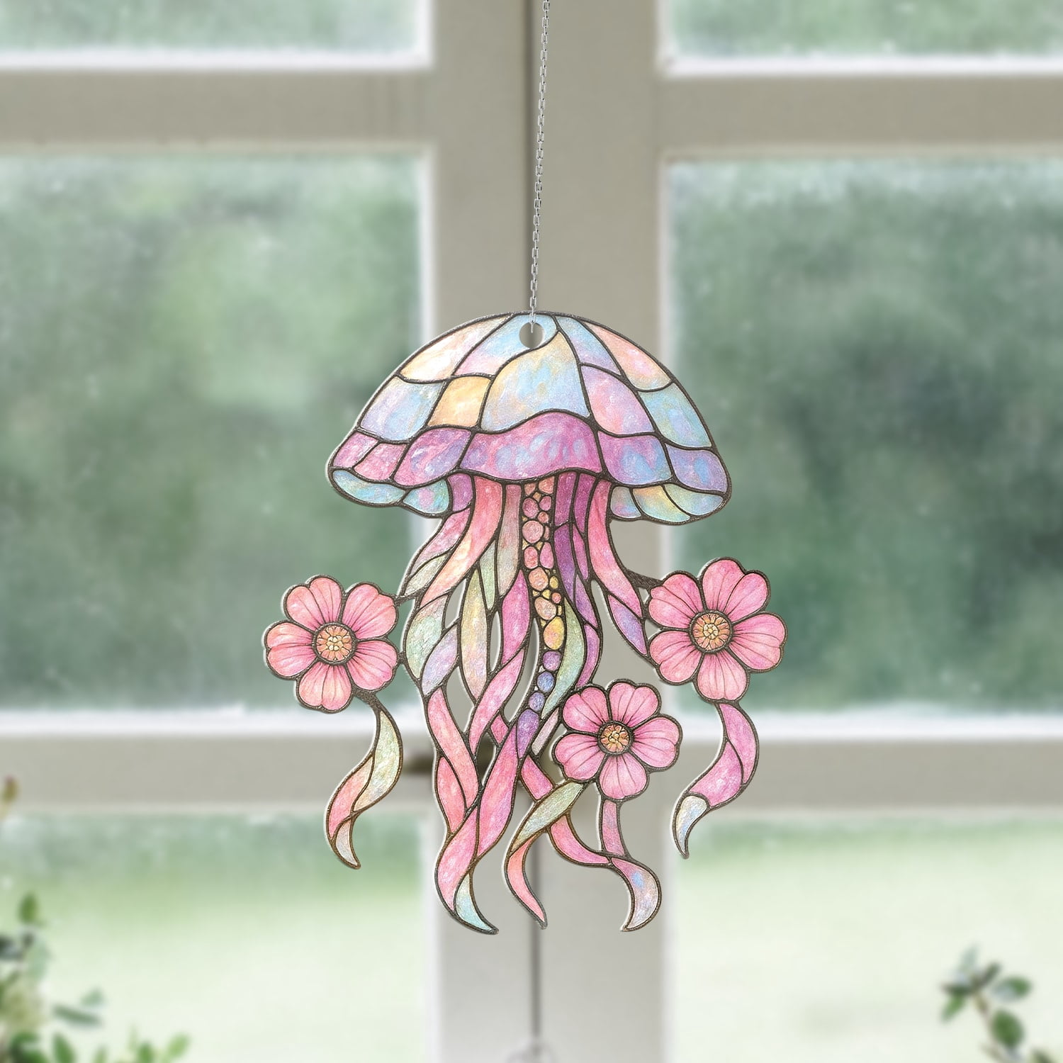 Lotusprinthandmade Jellyfish Graphic Custom Shape Window Hanging ...