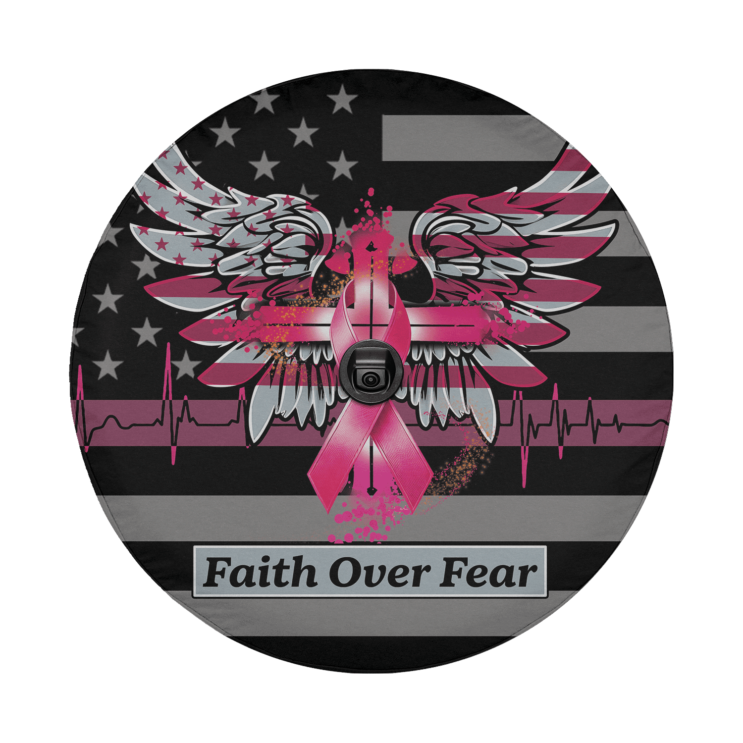 Lotusprinthandmade Jesus Breast Cancer Awareness Spare Tire Cover With ...