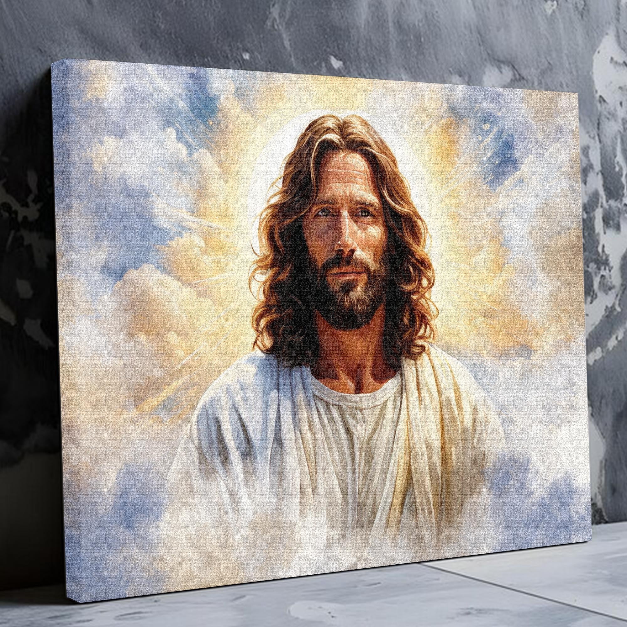 Lotusprinthandmade Jesus Christ Neutral Tones Canvas 1.5in 36" x 24 ...
