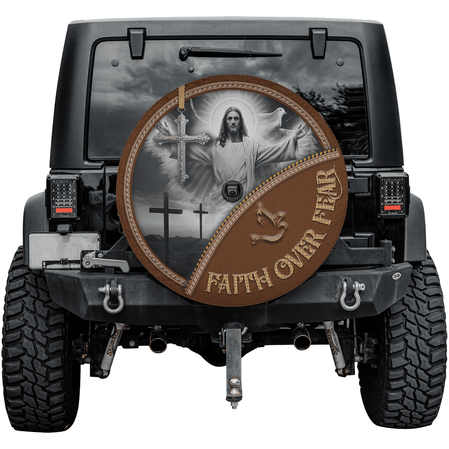 Lotusprinthandmade Jesus Christian God Spare Tire Cover With Backup ...