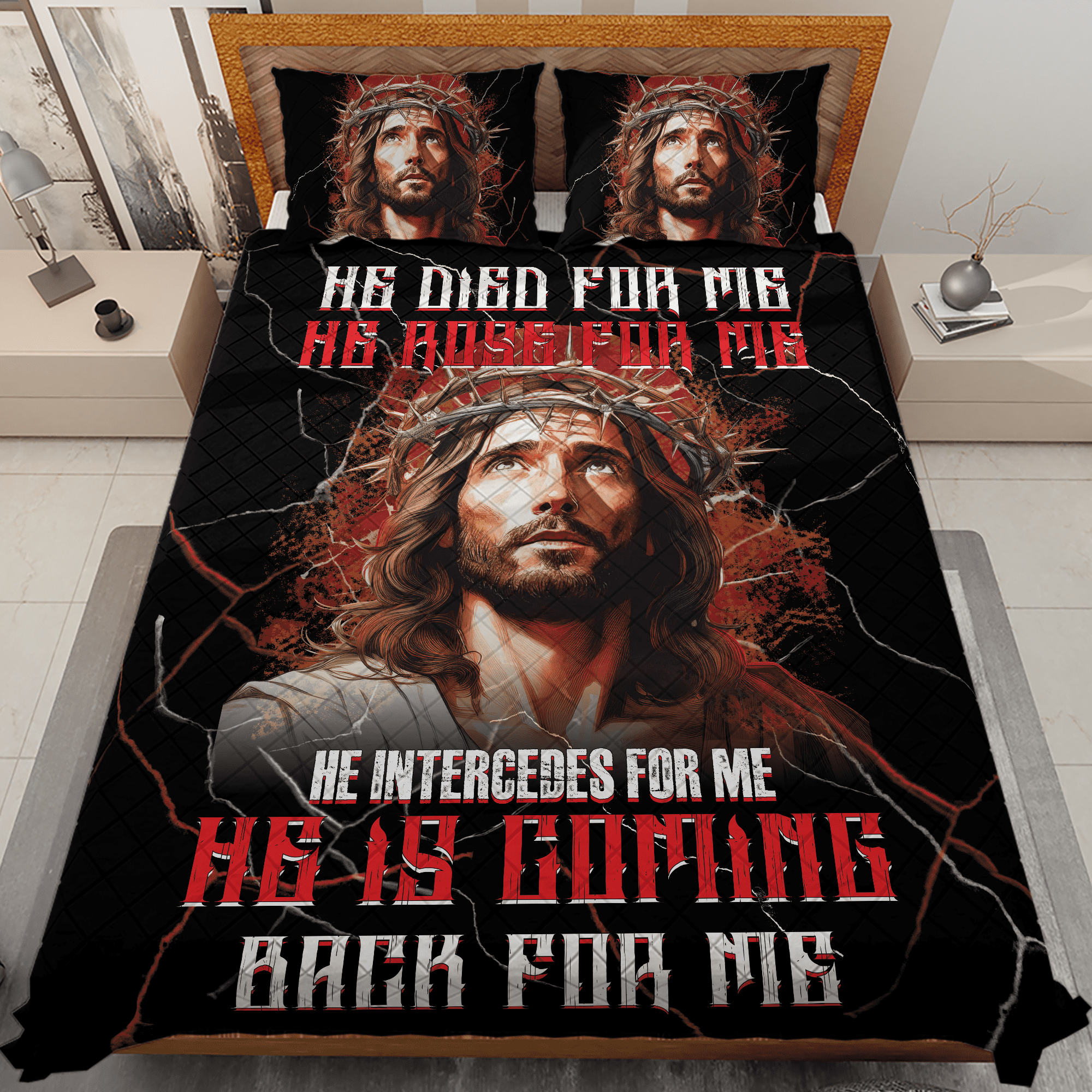 Lotusprinthandmade Jesus Christian Quilt Bedding Set (Fold Hem) 5 Sizes ...