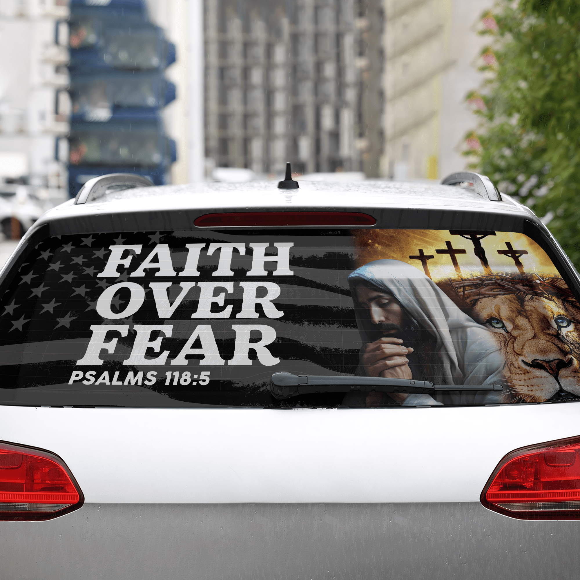 Lotusprinthandmade Jesus Faith Lion of Judah Christian Cross Rear ...