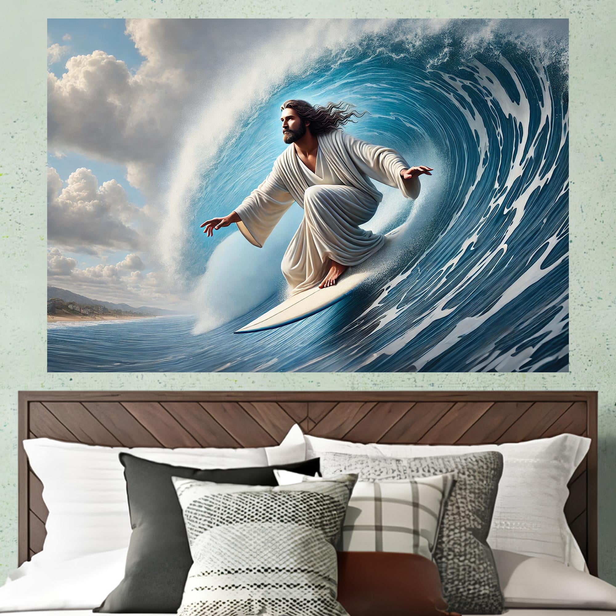 Lotusprinthandmade Jesus Fighting Shark Poster 24" x 36" - Walmart.com