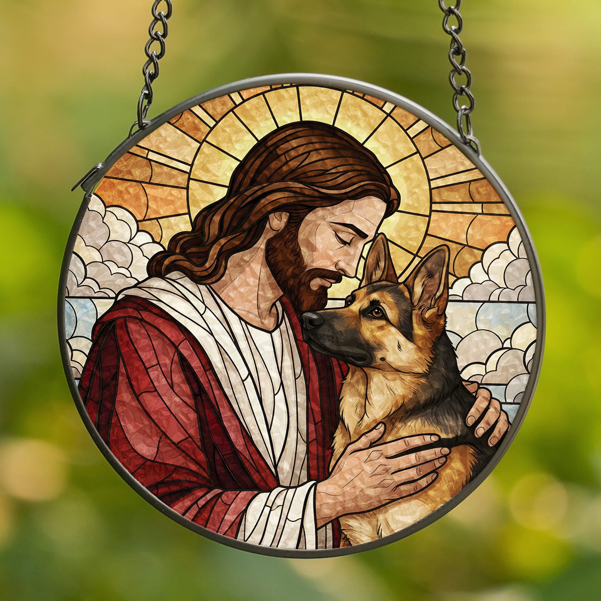 Lotusprinthandmade Jesus and German Shepherd Christian Gift Stained ...