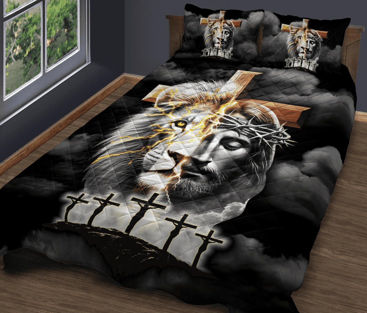 Lotusprinthandmade Jesus and Lion Christian God Quilt Bedding Set (Fold ...