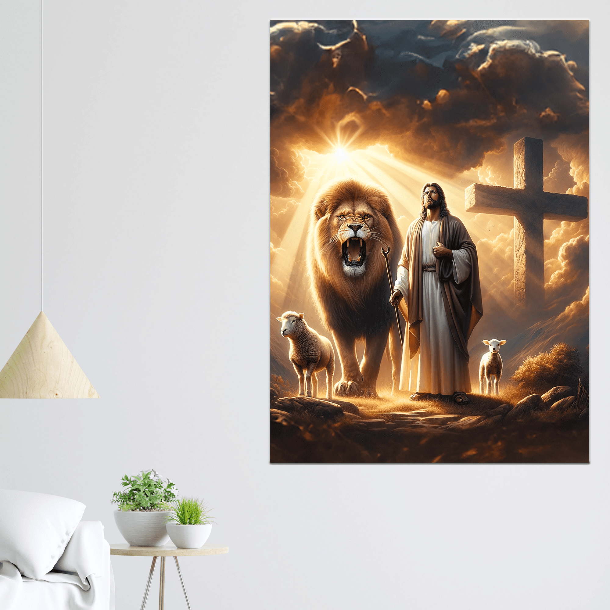 Lotusprinthandmade Jesus Lion and Lamb Poster 16" x 24", christian ...