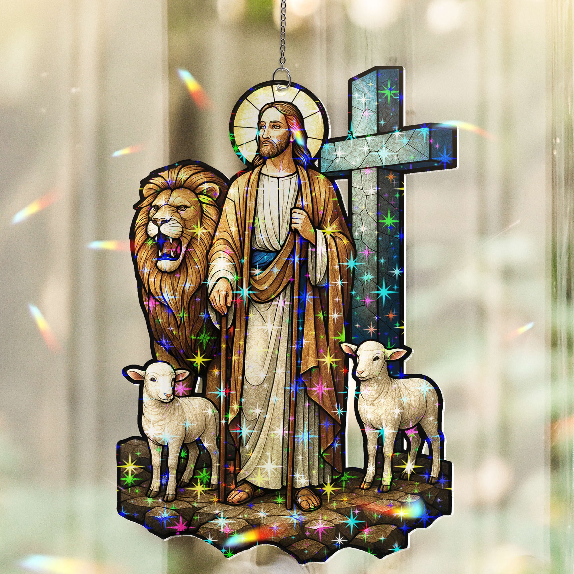 Lotusprinthandmade Jesus Lion and Lamb Custom Shape Star Hologram ...