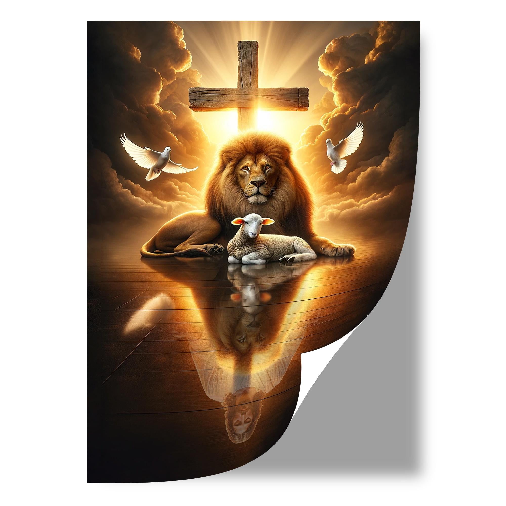 Lotusprinthandmade Jesus Lion and Lamb Jesus Portrait Poster 16" x 24" - Walmart.com