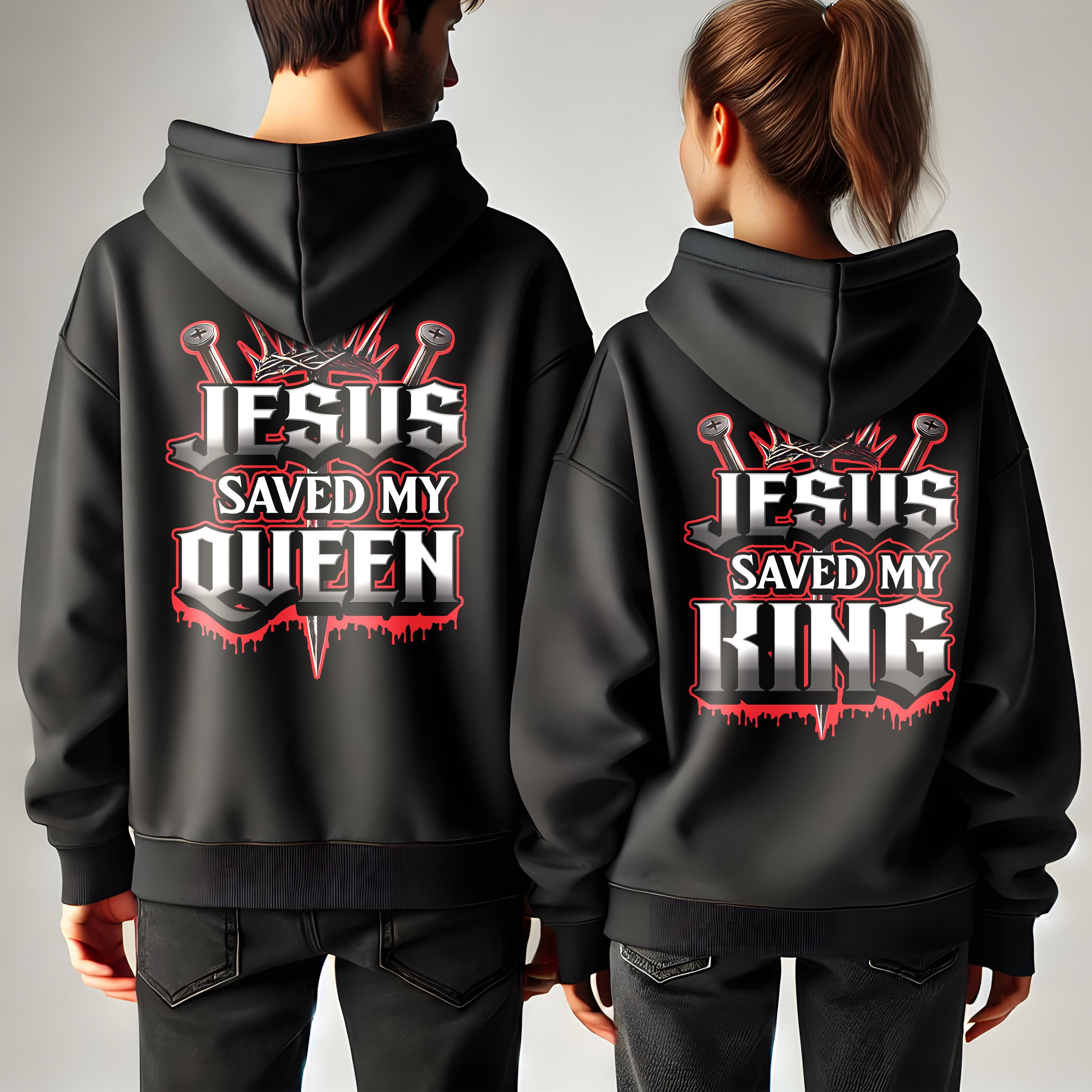 Lotusprinthandmade Jesus Saved My Queen/ King Matching Couple Black ...