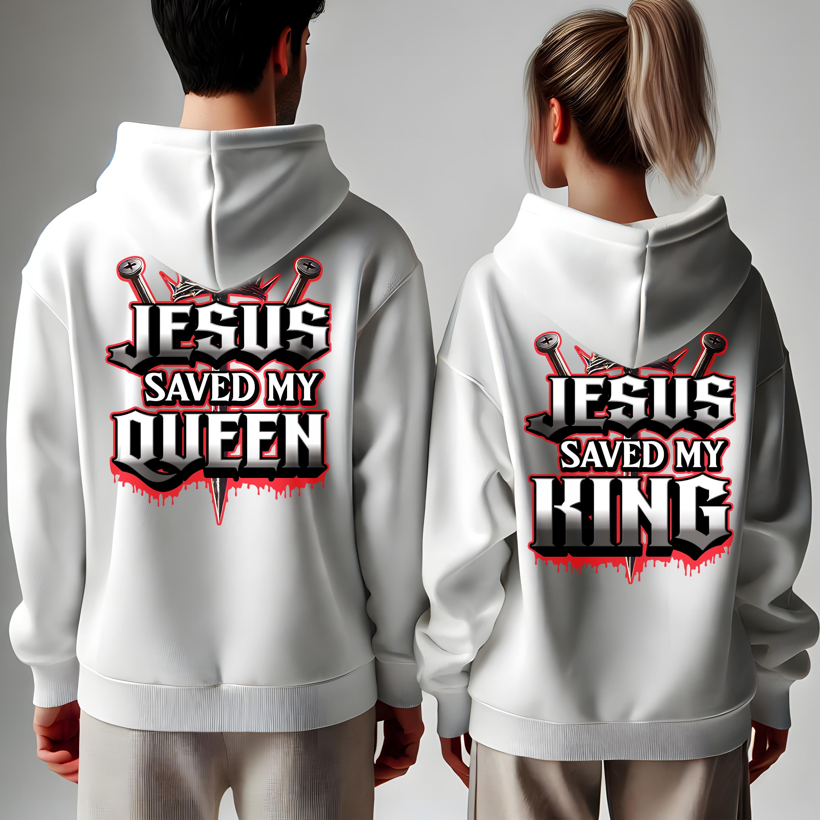 Lotusprinthandmade Jesus Saved My Queen/ King Matching Couple White ...
