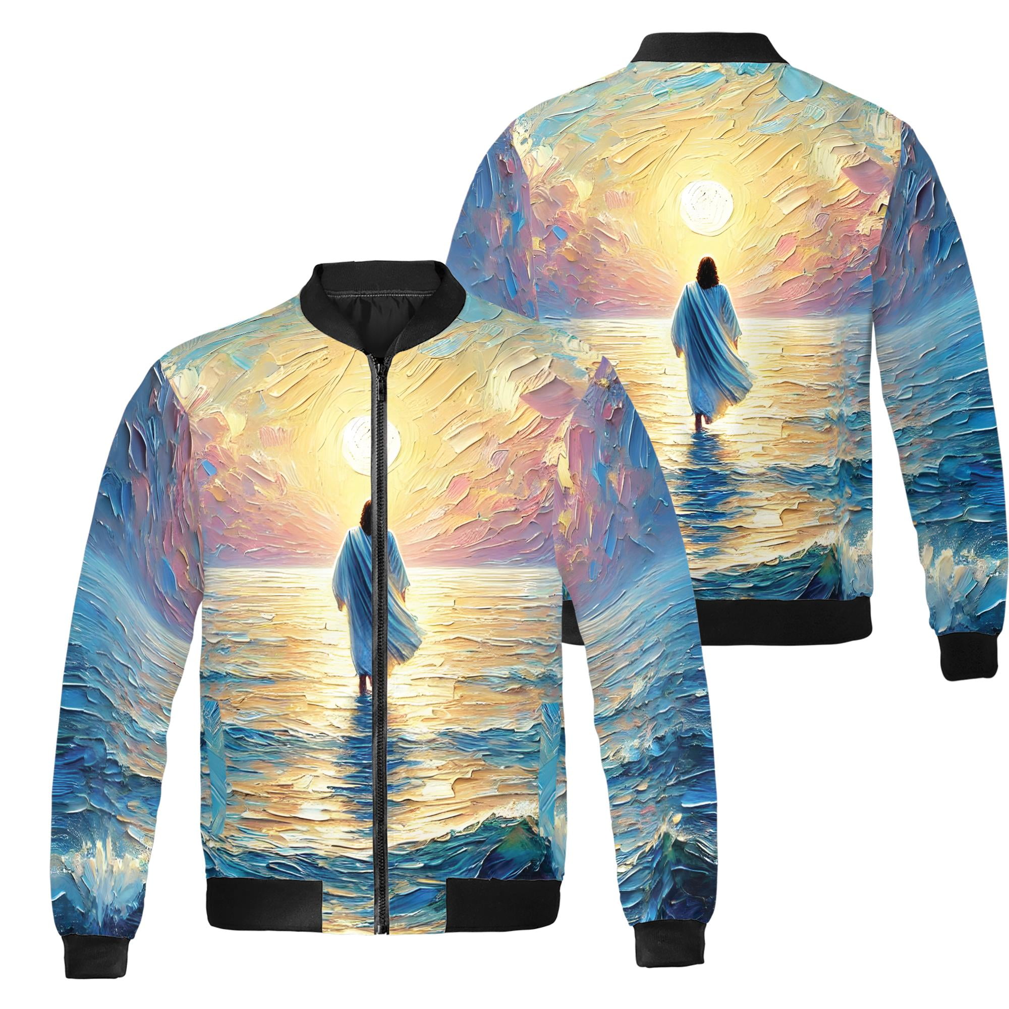 Lotusprinthandmade Jesus Walking All-over Print Bomber Jacket S-5XL ...