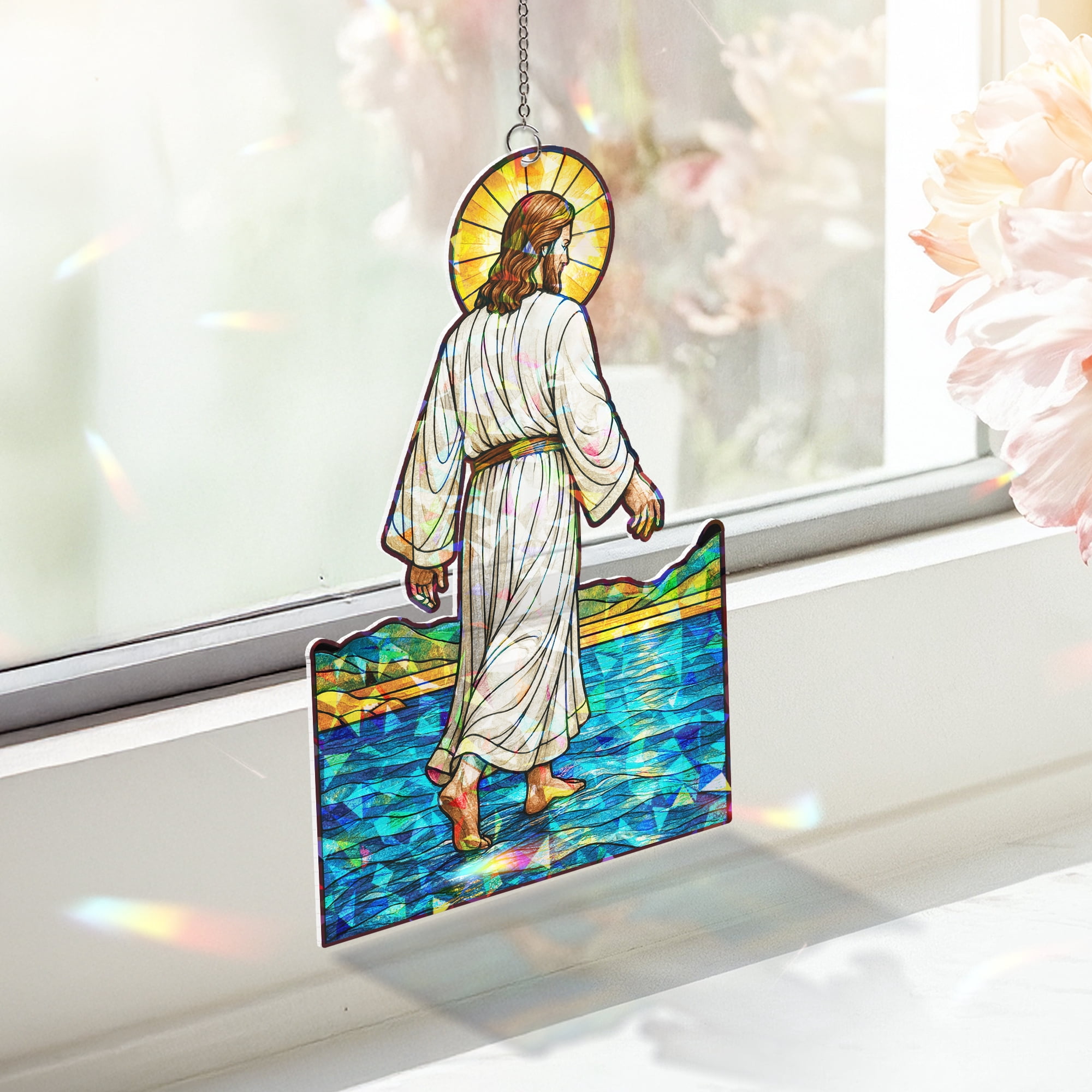 Lotusprinthandmade Jesus Walking Custom Shape Broken Glass Hologram ...