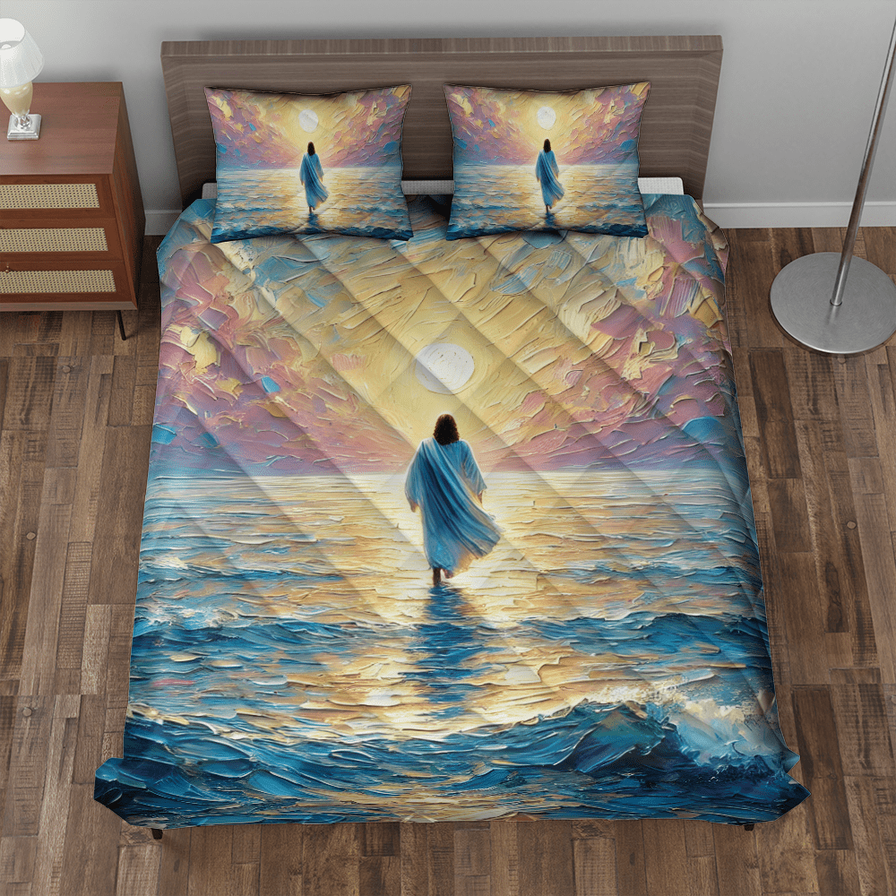 Lotusprinthandmade Jesus Walking Quilt Bedding Set (Fold Hem) 5 Sizes ...