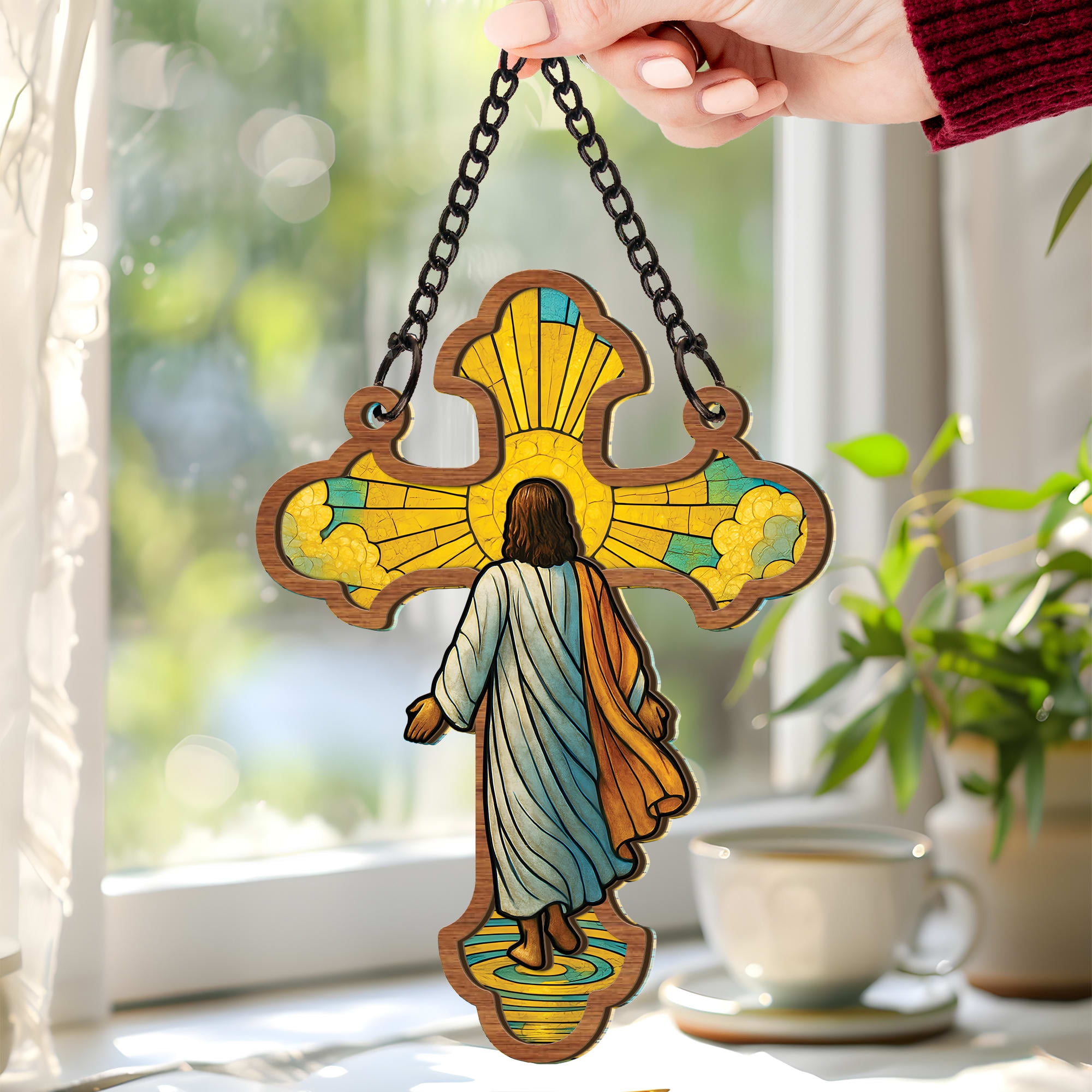 Lotusprinthandmade Jesus Walking on Water Custom Shape Window Hanging ...