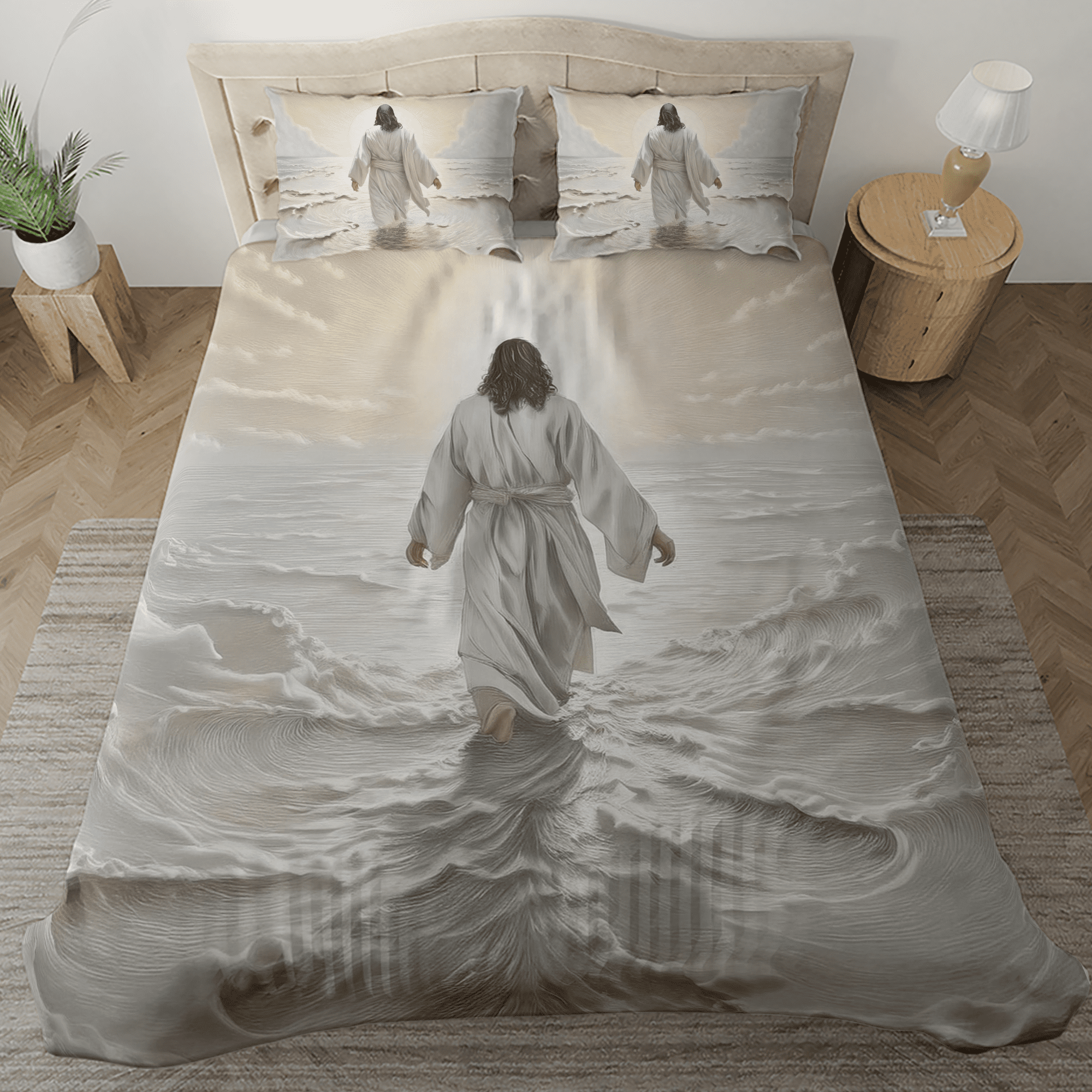Lotusprinthandmade Jesus on Water Jesus Christian Bedding Set (Made in ...